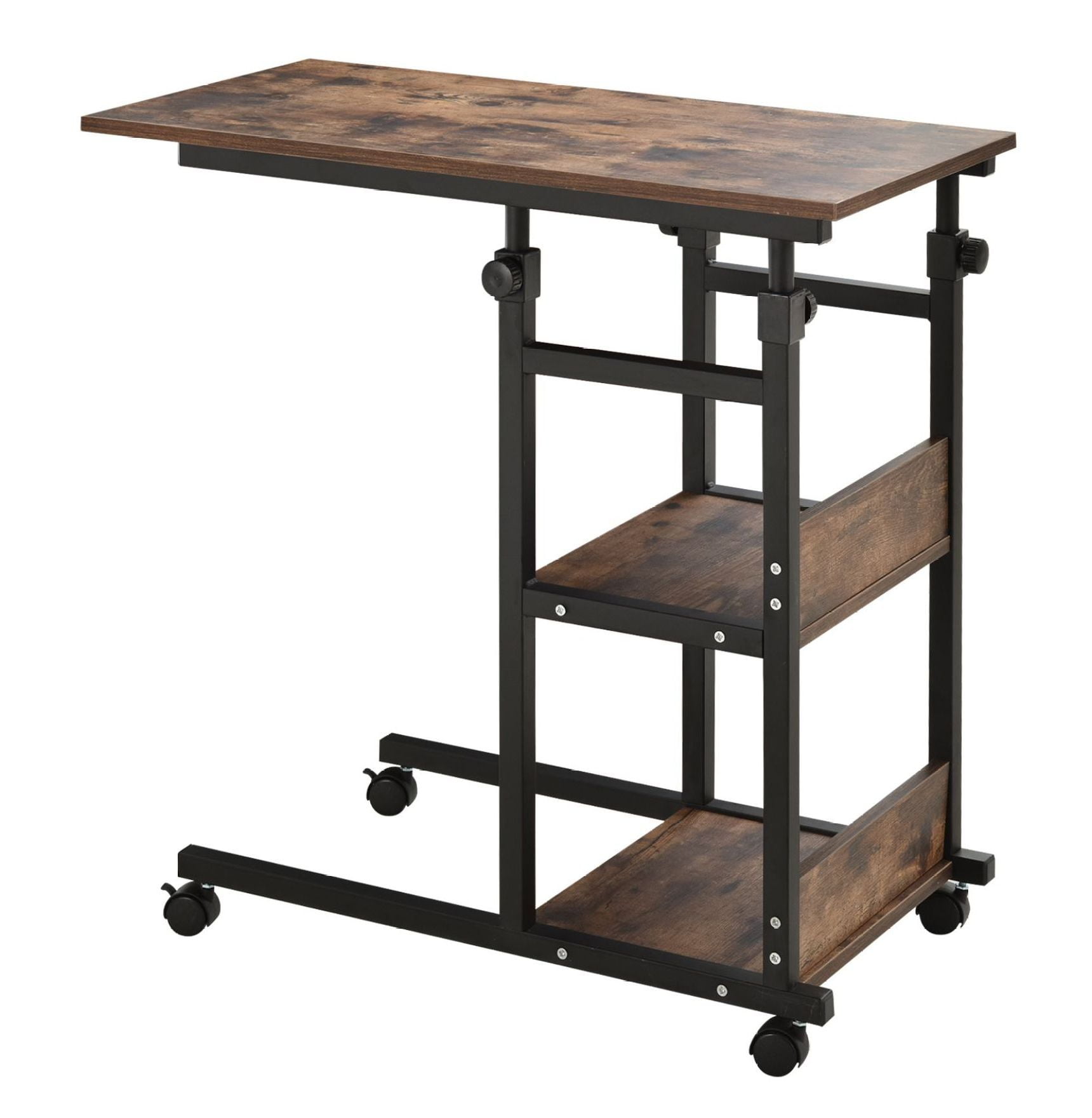 KWUXIN Mobile Nightstand: Adjustable 3-Tier C-Shaped Side Table with ...