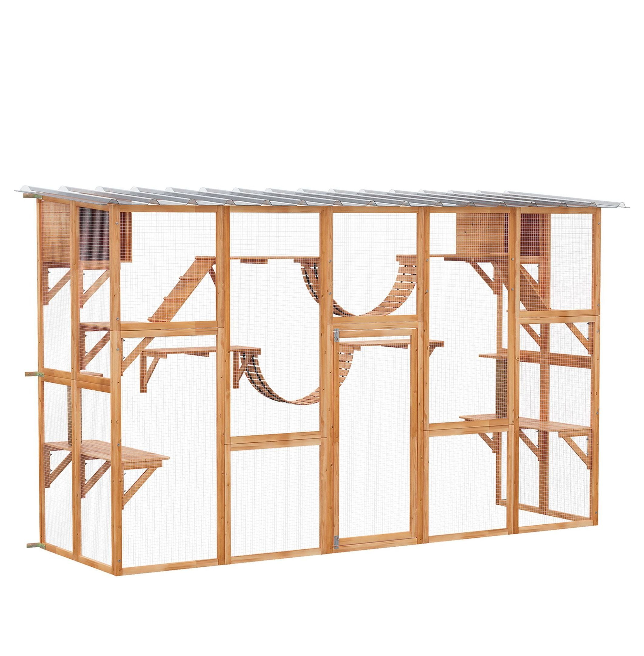 KWUXIN Outdoor Cat House Condo, Enclosure with Weather-Proof Roof ...