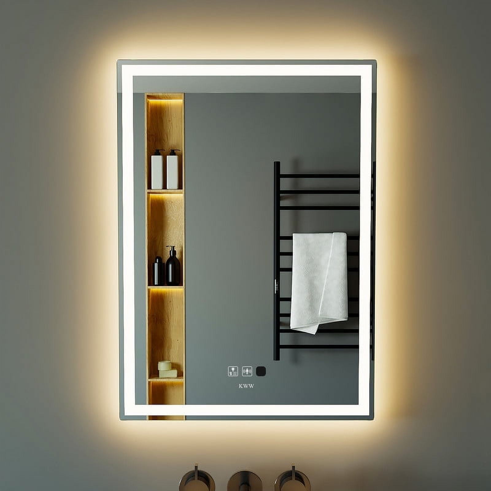 KWW 20x28 LED Vanity Mirror, Motion Sensor, Anti-Fog, Dimmable, 3-Color ...