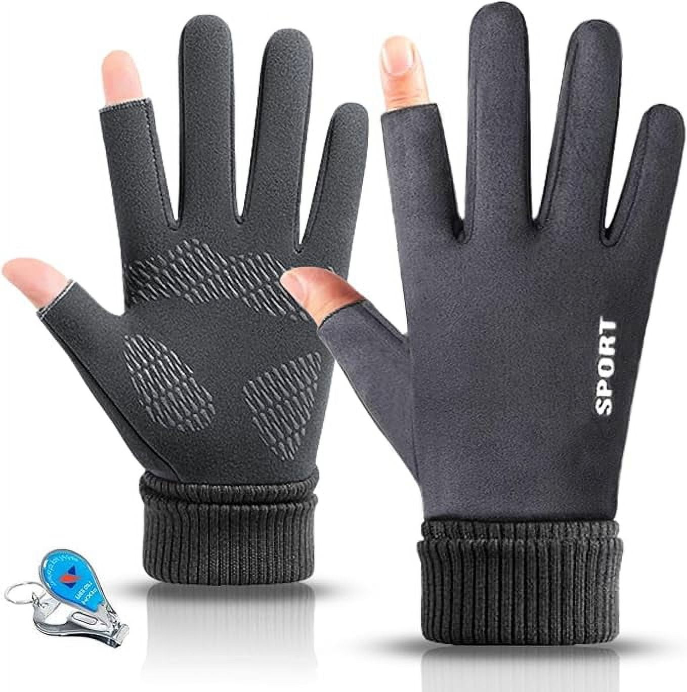 KXF Winter Warm Fingerless Gloves For Men Women Windproof Thermal ...