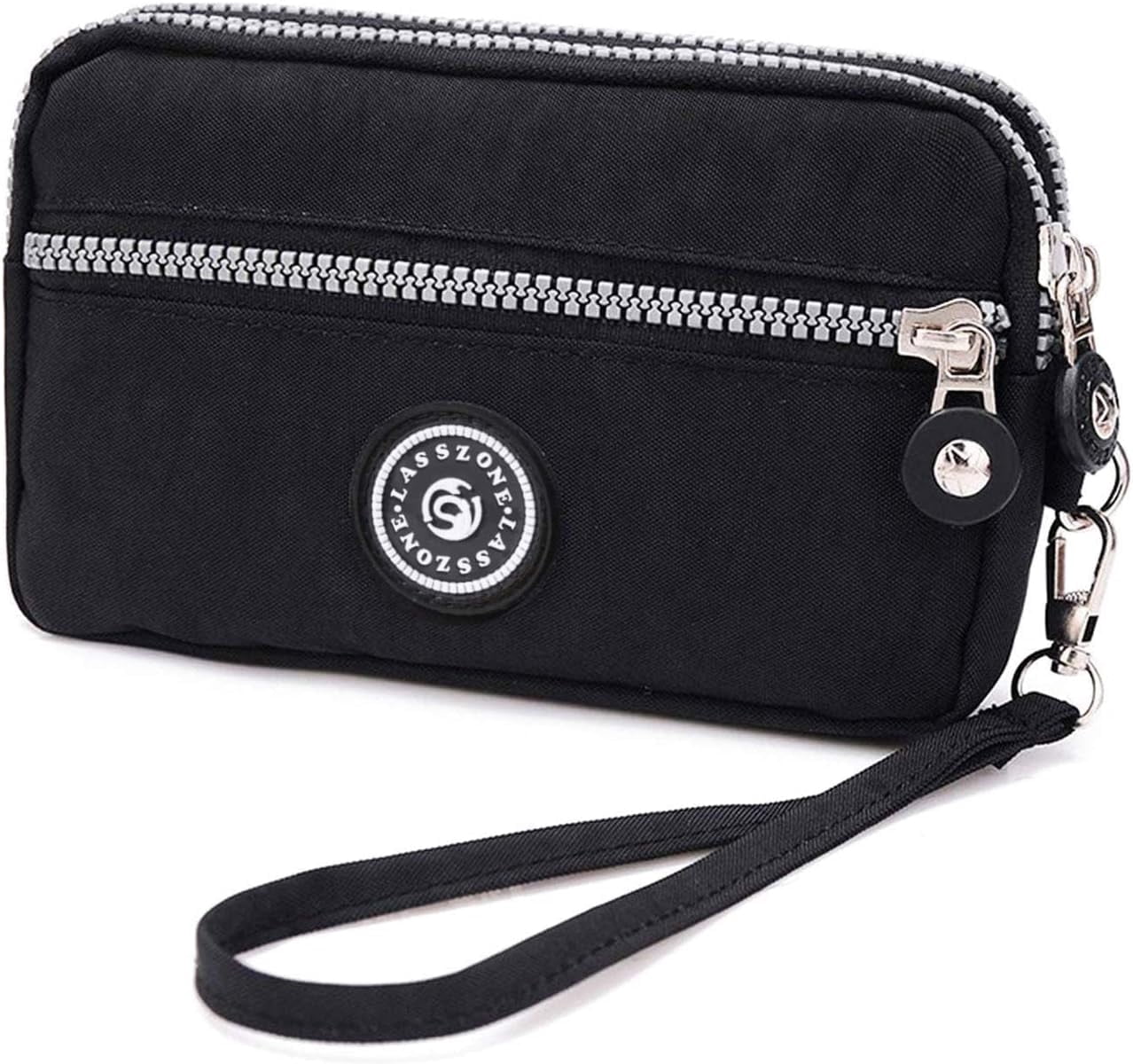 KXF Women's Nylon Smartphone Wristlets Bag Three Zipper Long Clutch ...