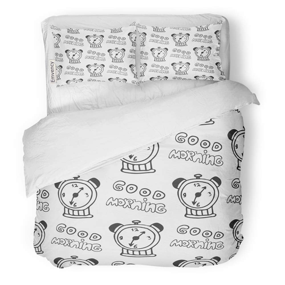 KXMDXA 3 Piece Bedding Set Abstract Alarm Clocks Good Morning Doodle ...