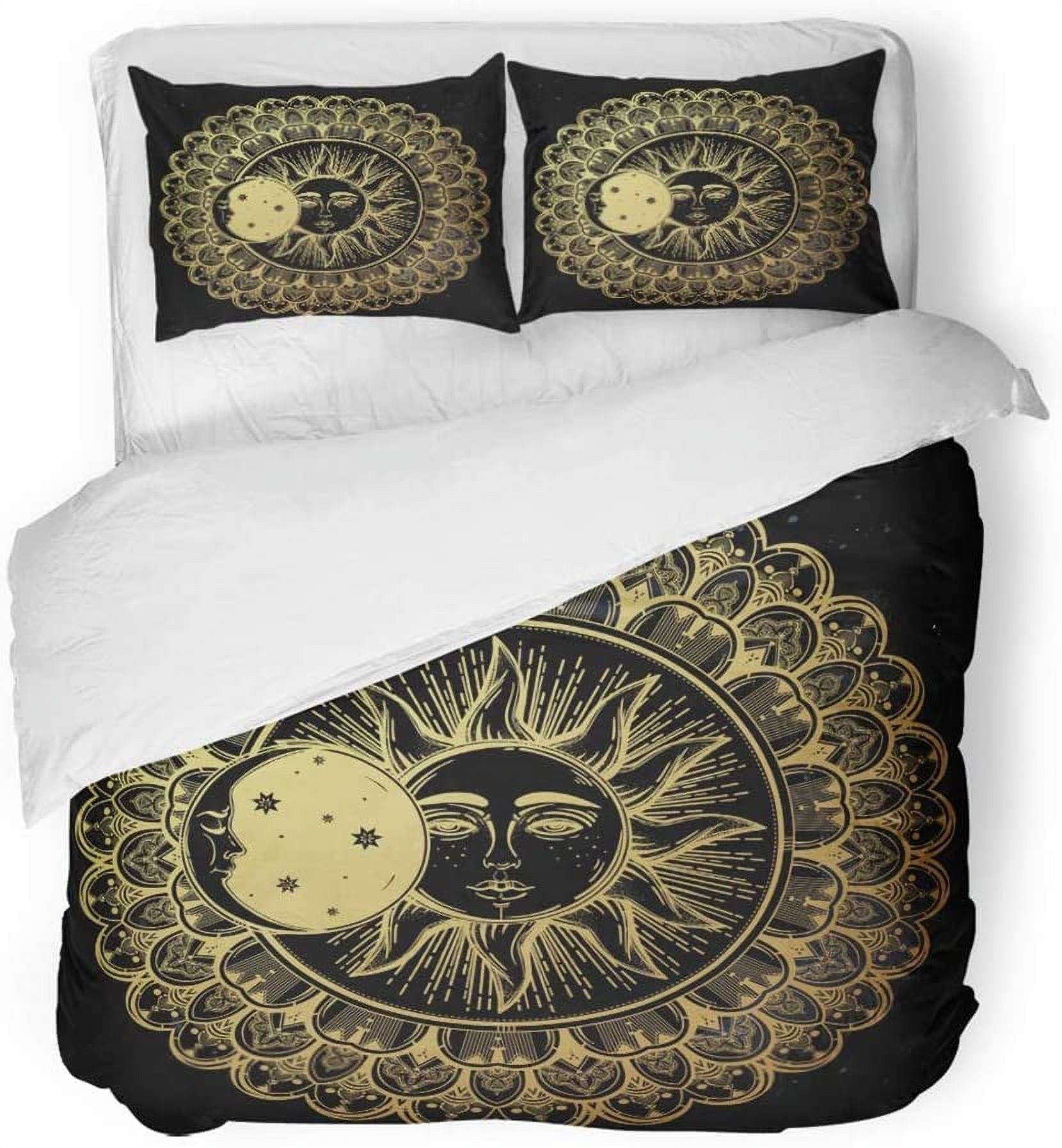 KXMDXA 3 Piece Bedding Set Aged Sun Eclipse Mandala Round Alchemy ...