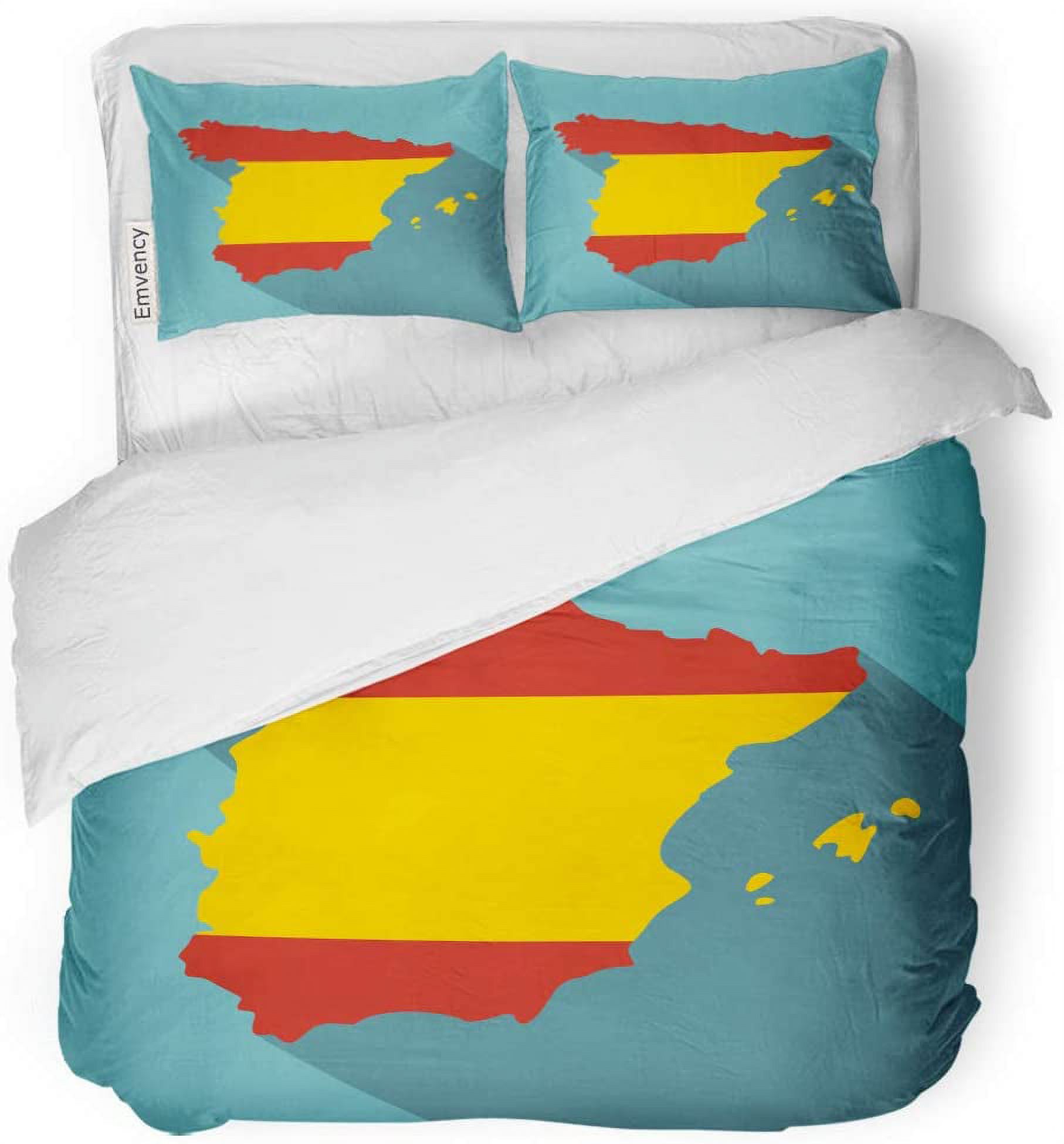 KXMDXA 3 Piece Bedding Set Area Map of Spain Flat for Border Cartography Continent Twin Size ...