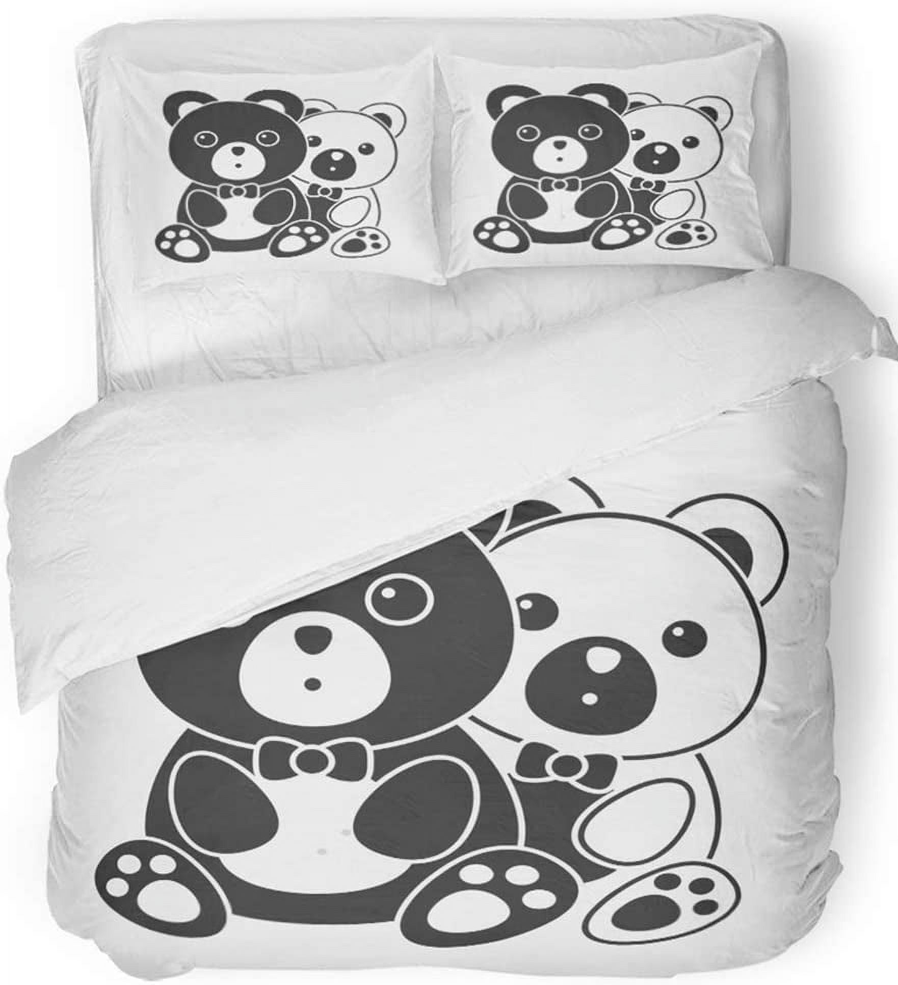 KXMDXA 3 Piece Bedding Set Artworks Bears in Black Style White Romantic ...