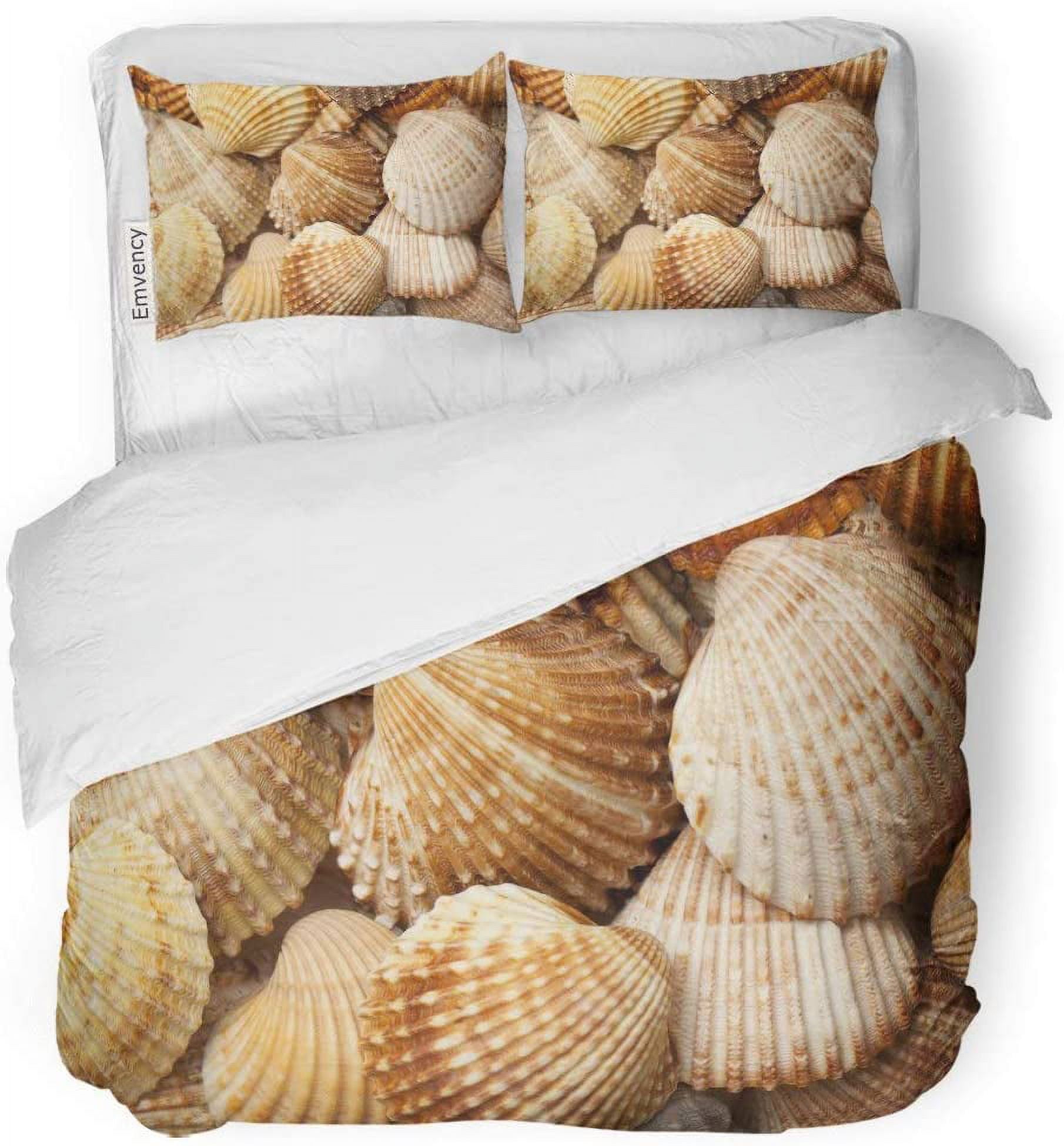 KXMDXA 3 Piece Bedding Set Beige Sand Sea Shells Brown Beach Abstract ...
