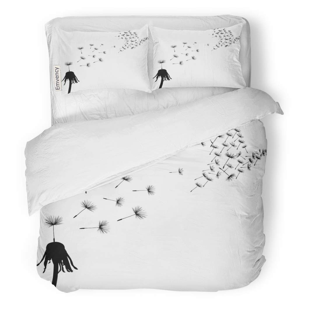 KXMDXA 3 Piece Bedding Set Bird Black Dandelion on Abstract Blossom ...
