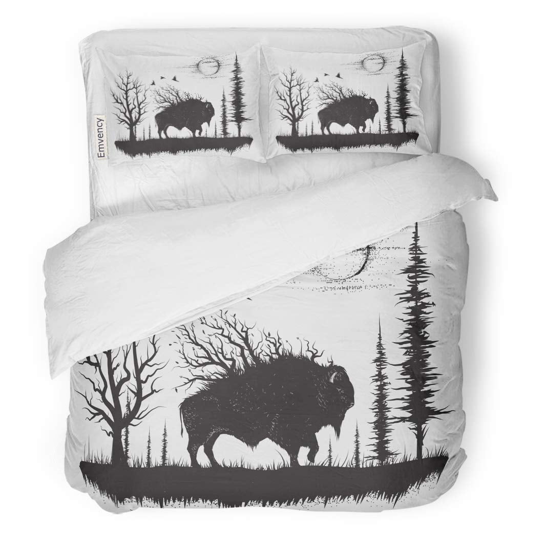 KXMDXA 3 Piece Bedding Set Bison Abstract Buffalo Walking in The ...
