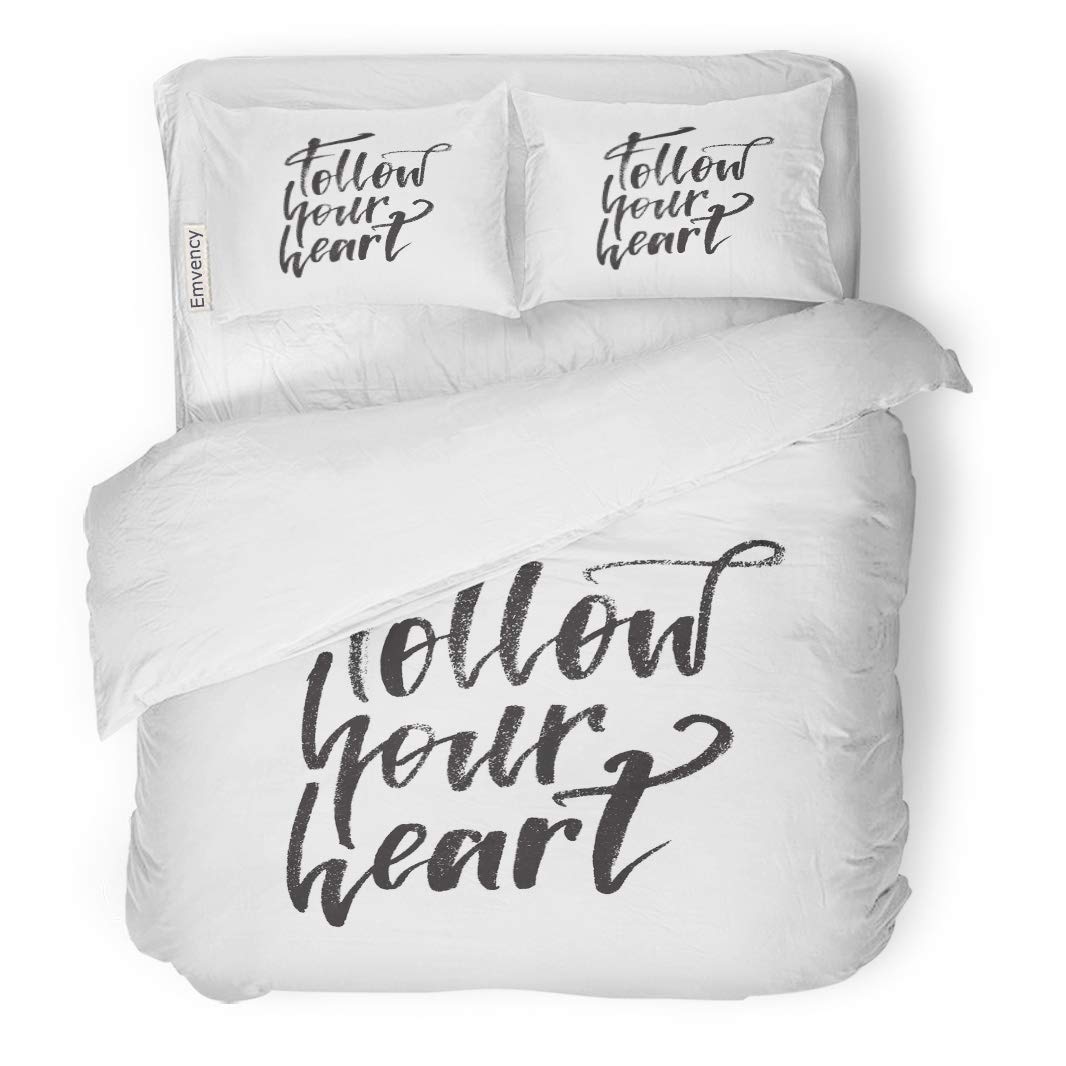 KXMDXA 3 Piece Bedding Set Black Inspirational Quote Follow Your Heart ...