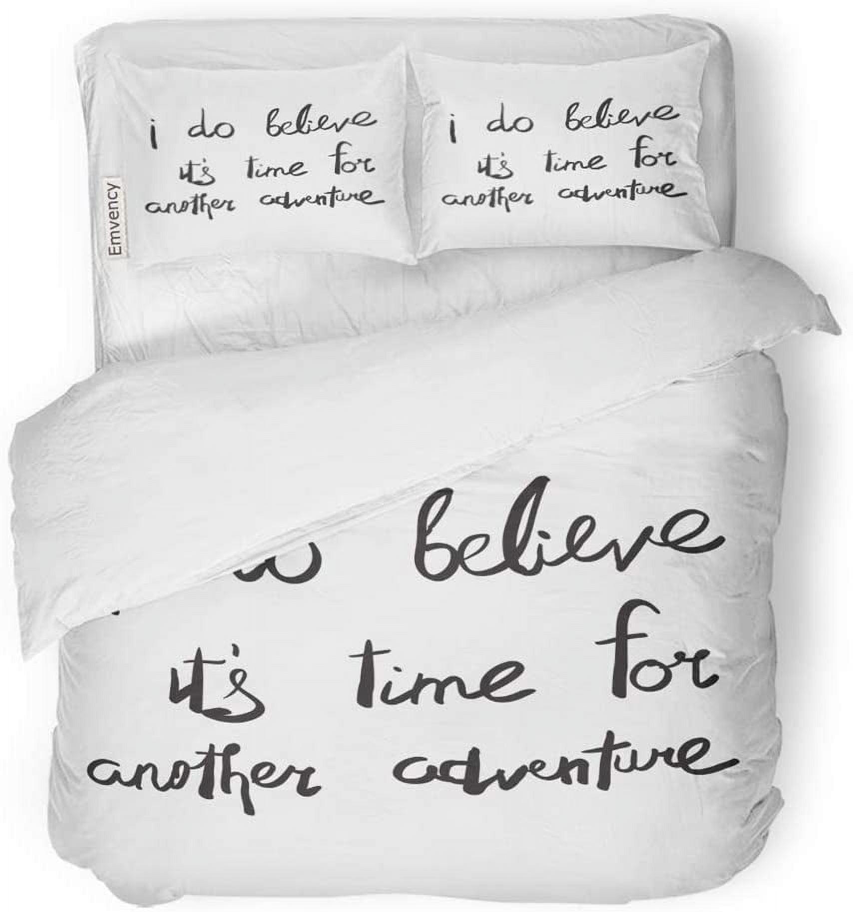 KXMDXA 3 Piece Bedding Set Black Travel Adventure Quote in White ...