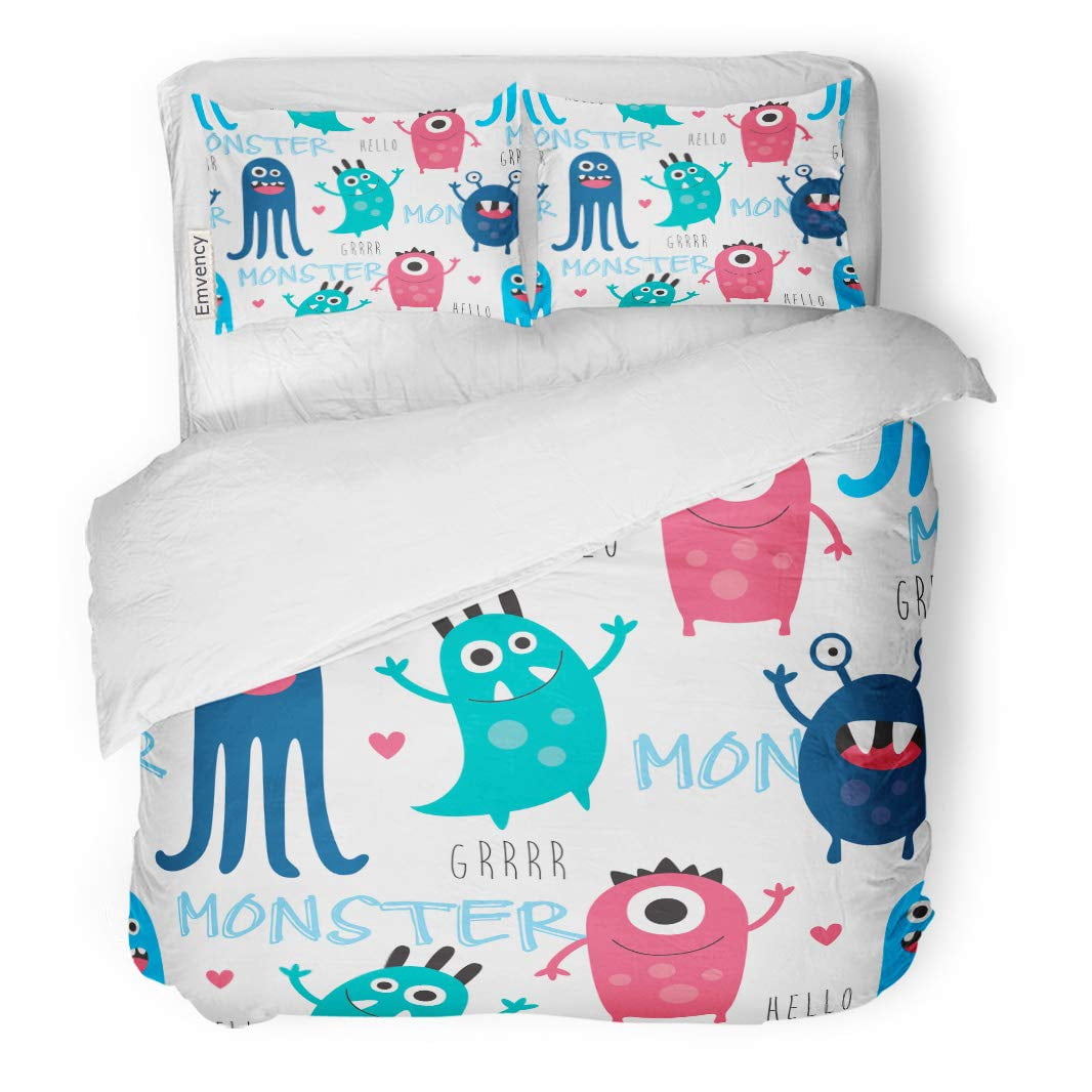 KXMDXA 3 Piece Bedding Set Blue Boy Monster Pattern Colorful Dinosaur ...