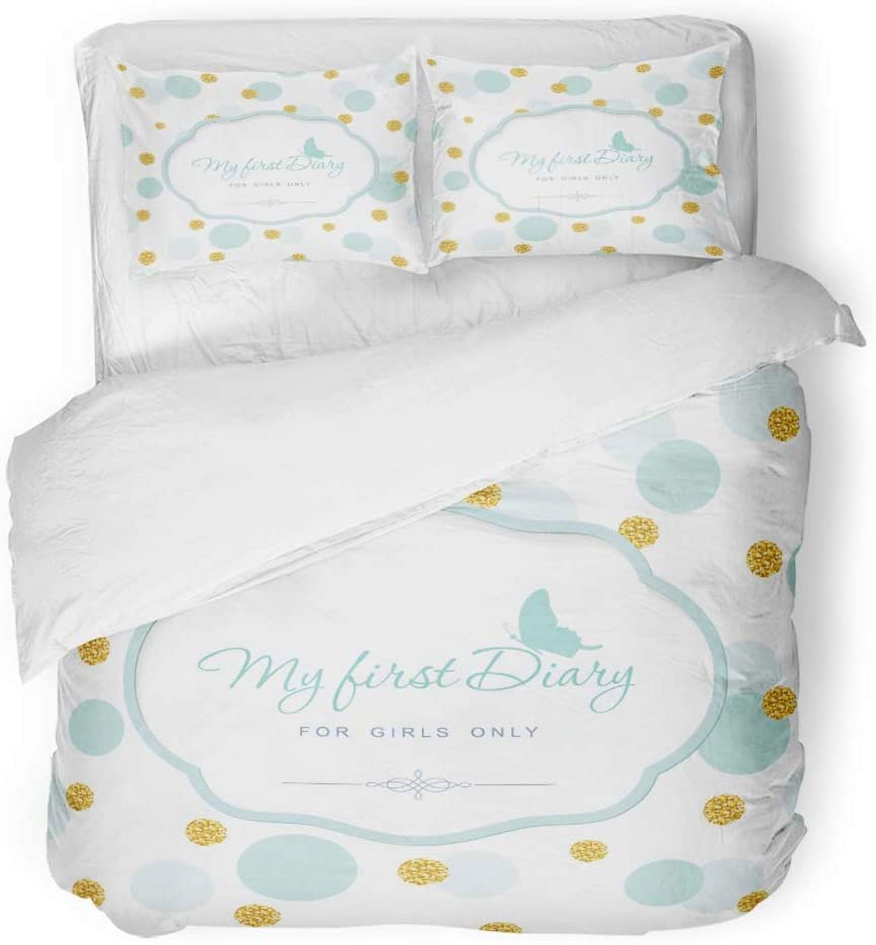 KXMDXA 3 Piece Bedding Set Blue Girly Cute for for Girls My First Diary ...