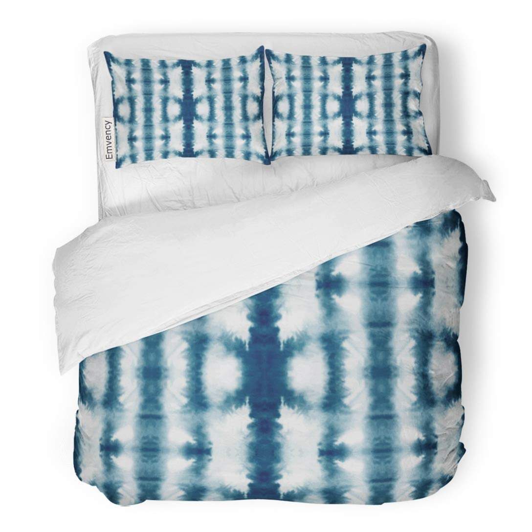 KXMDXA 3 Piece Bedding Set Blue Indigo Tie Dye Shibori Ink Modern Batik ...