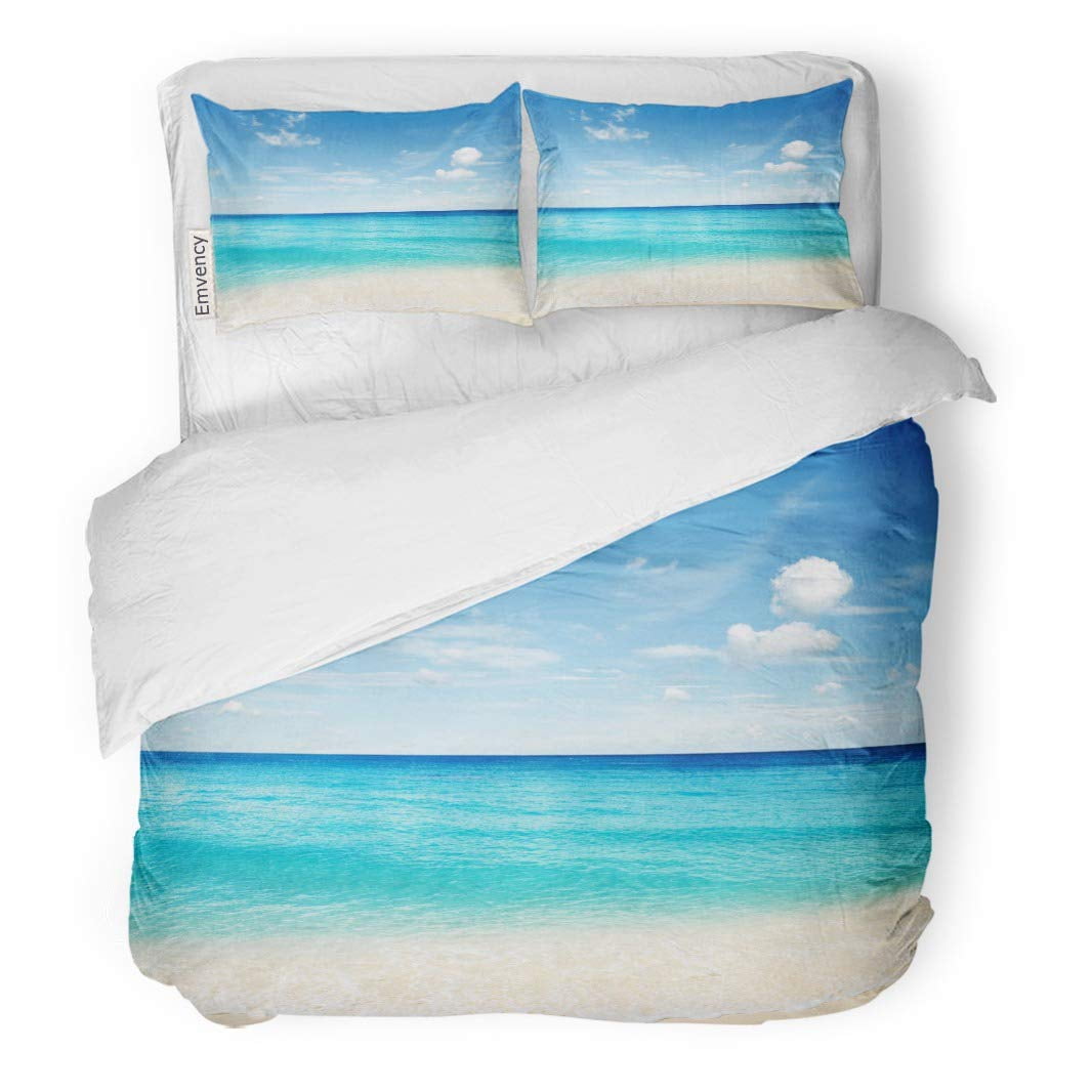 KXMDXA 3 Piece Bedding Set Blue Ocean Tropical Beach Sky and Sea Water ...