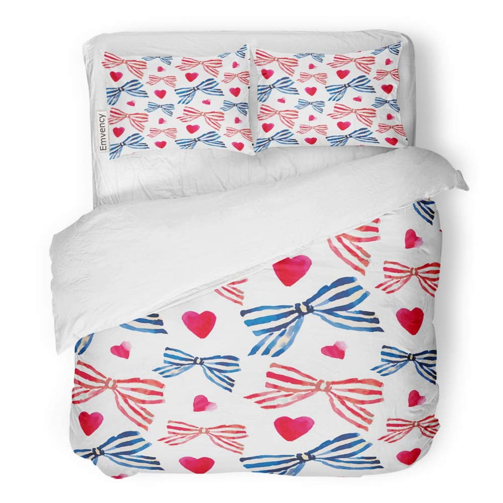 KXMDXA 3 Piece Bedding Set Blue Rotated Bows of Striped Ribbon and ... KXMDXA 3 Piece Bedding Set Blue Rotated Bows of Striped Ribbon and ...