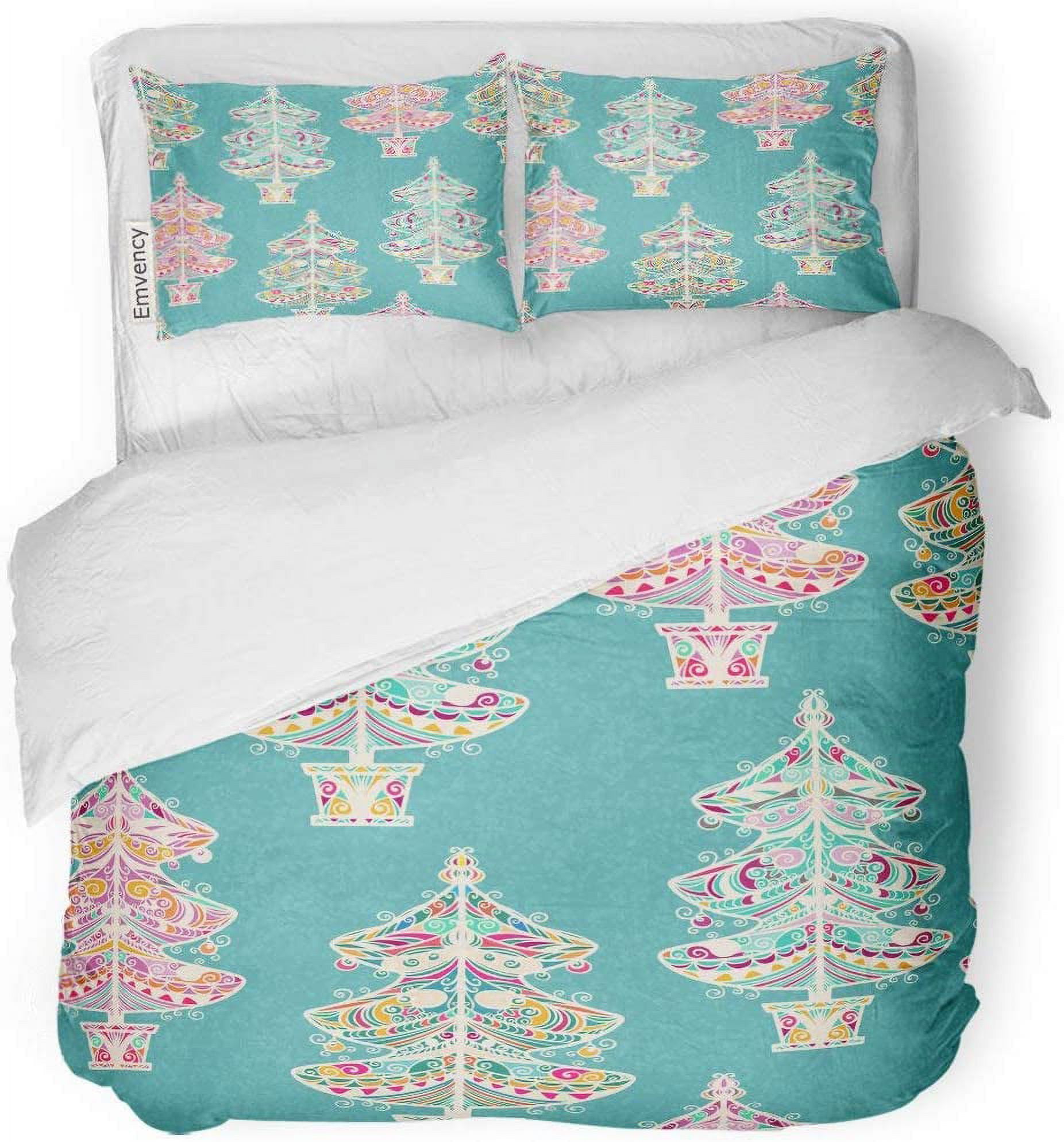 KXMDXA 3 Piece Bedding Set Blue Winter Vintage Holiday Christmas Tree ...