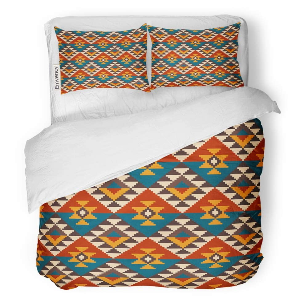KXMDXA 3 Piece Bedding Set Brown Abstract Tribal Aztec Style Geometric ...