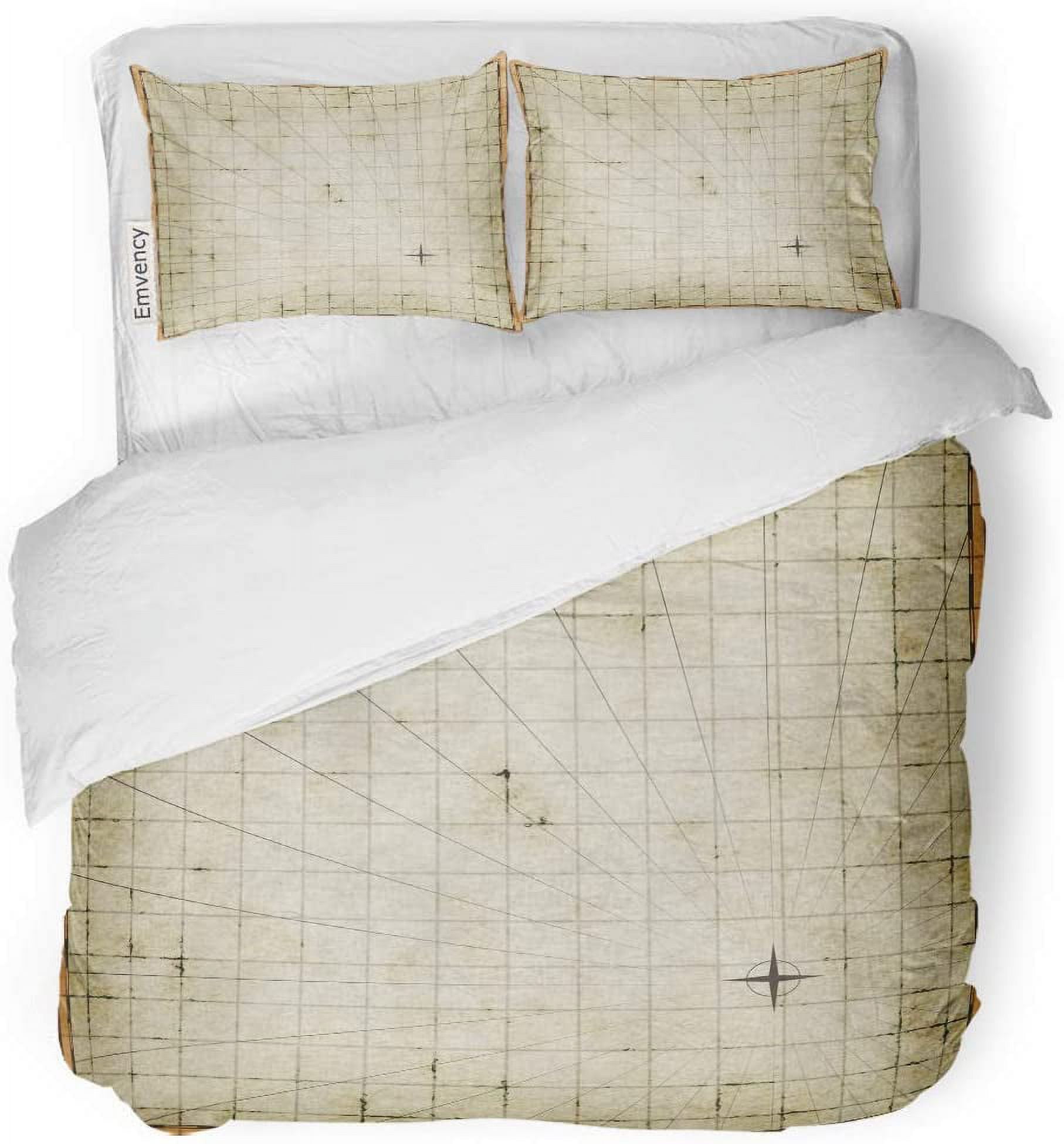 KXMDXA 3 Piece Bedding Set Brown Border Empty Map on Old Compass Rose ...