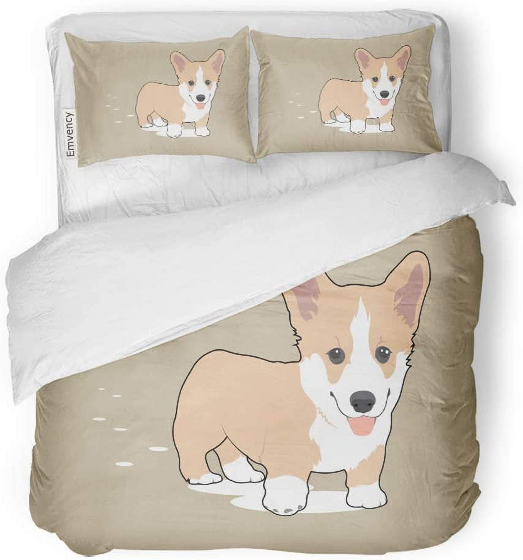 KXMDXA 3 Piece Bedding Set Brown Breed Cute Corgi Dog Canine Cartoon ...