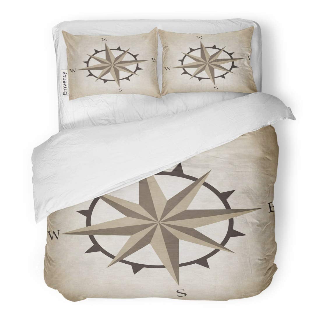 KXMDXA 3 Piece Bedding Set Brown Nautical Compass Star Map Old Rose ...