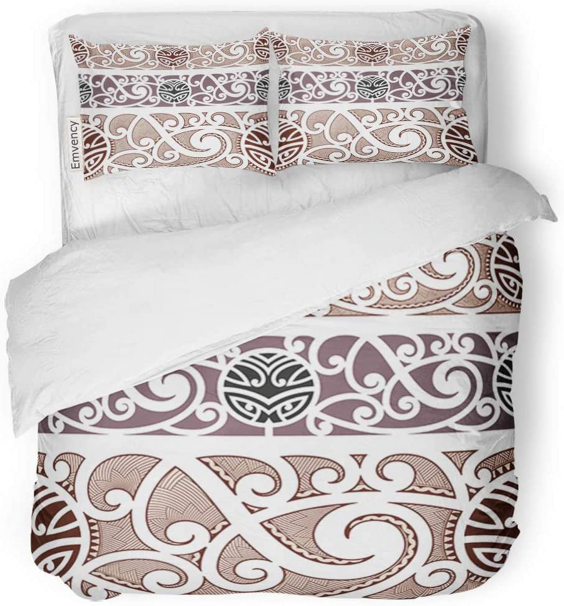 KXMDXA 3 Piece Bedding Set Brown Tattoo Maori Styled Pattern Polynesian ...