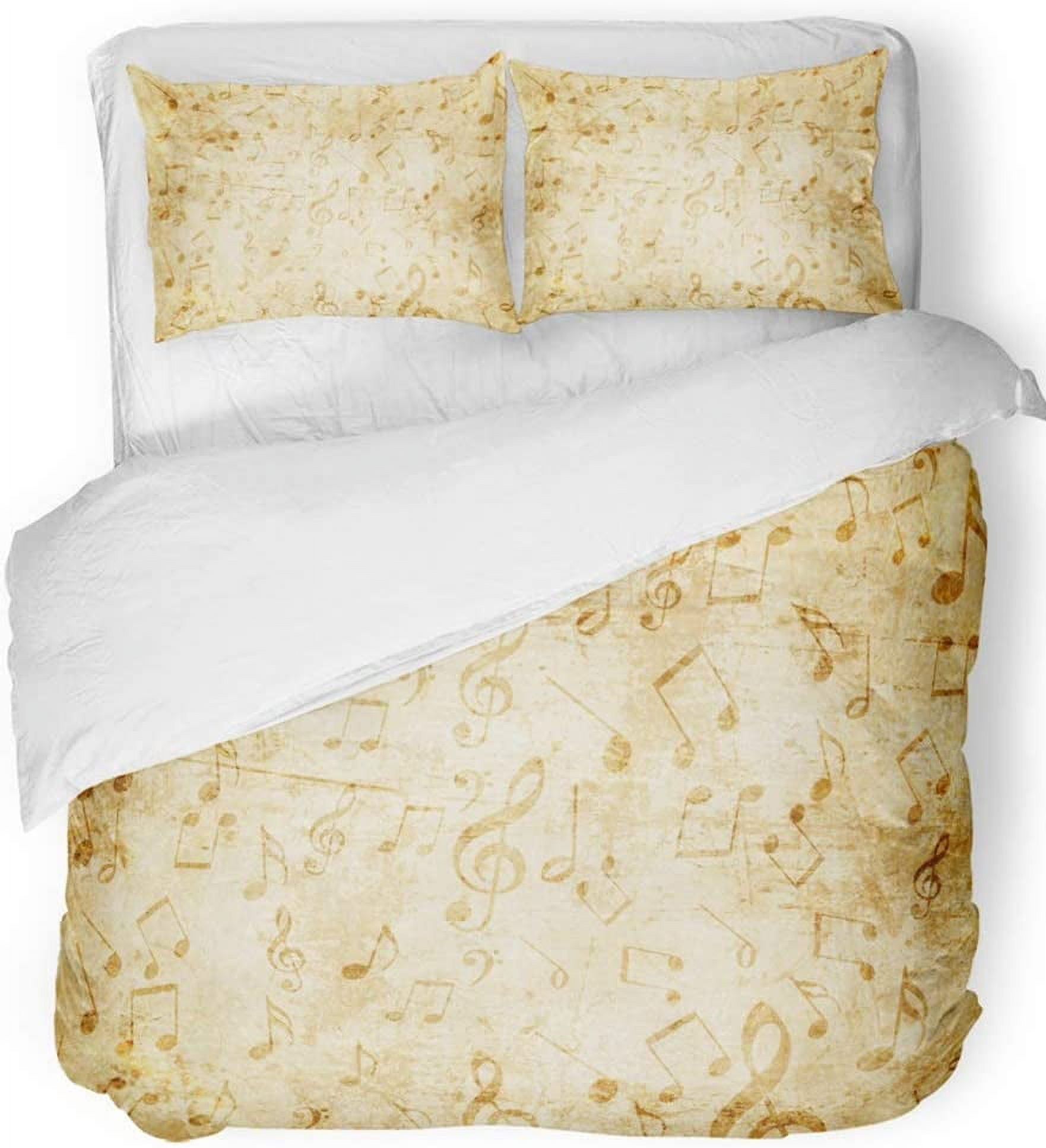 KXMDXA 3 Piece Bedding Set Brown Vintage Old Music Sheet with Musical ...