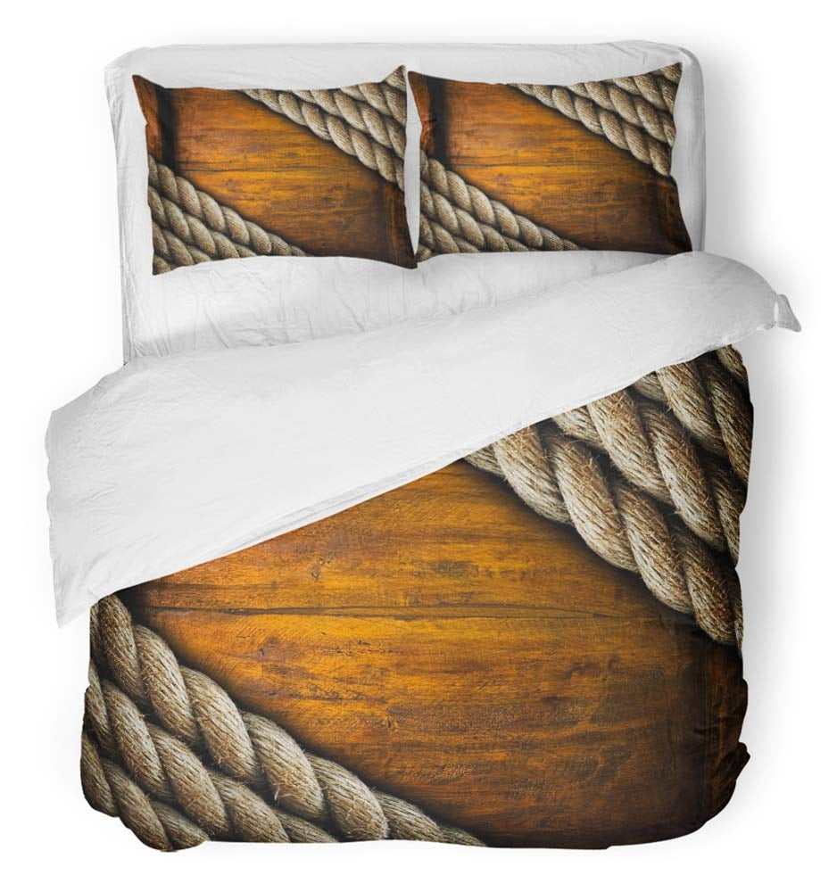KXMDXA 3 Piece Bedding Set Brown Western Wood Board with Rope Cowboy ...