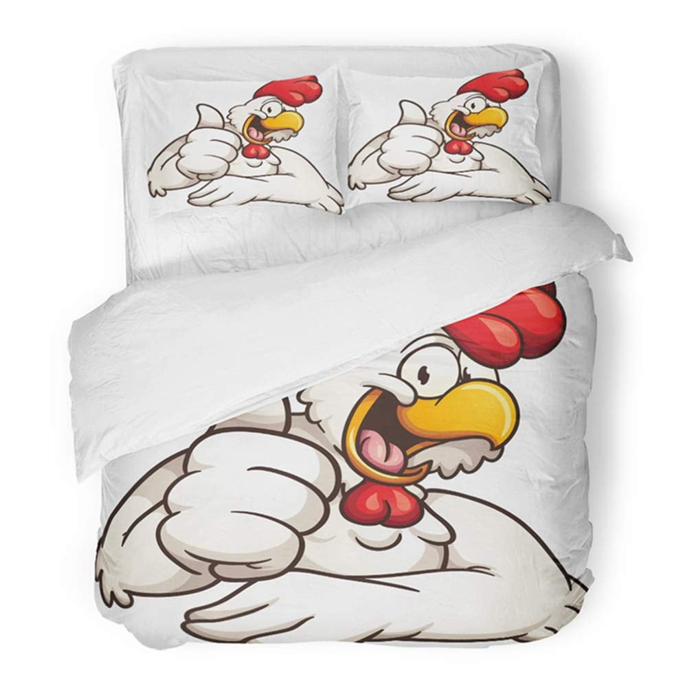 KXMDXA 3 Piece Bedding Set Cartoon Chicken Giving The Thumbs Up Clip ...