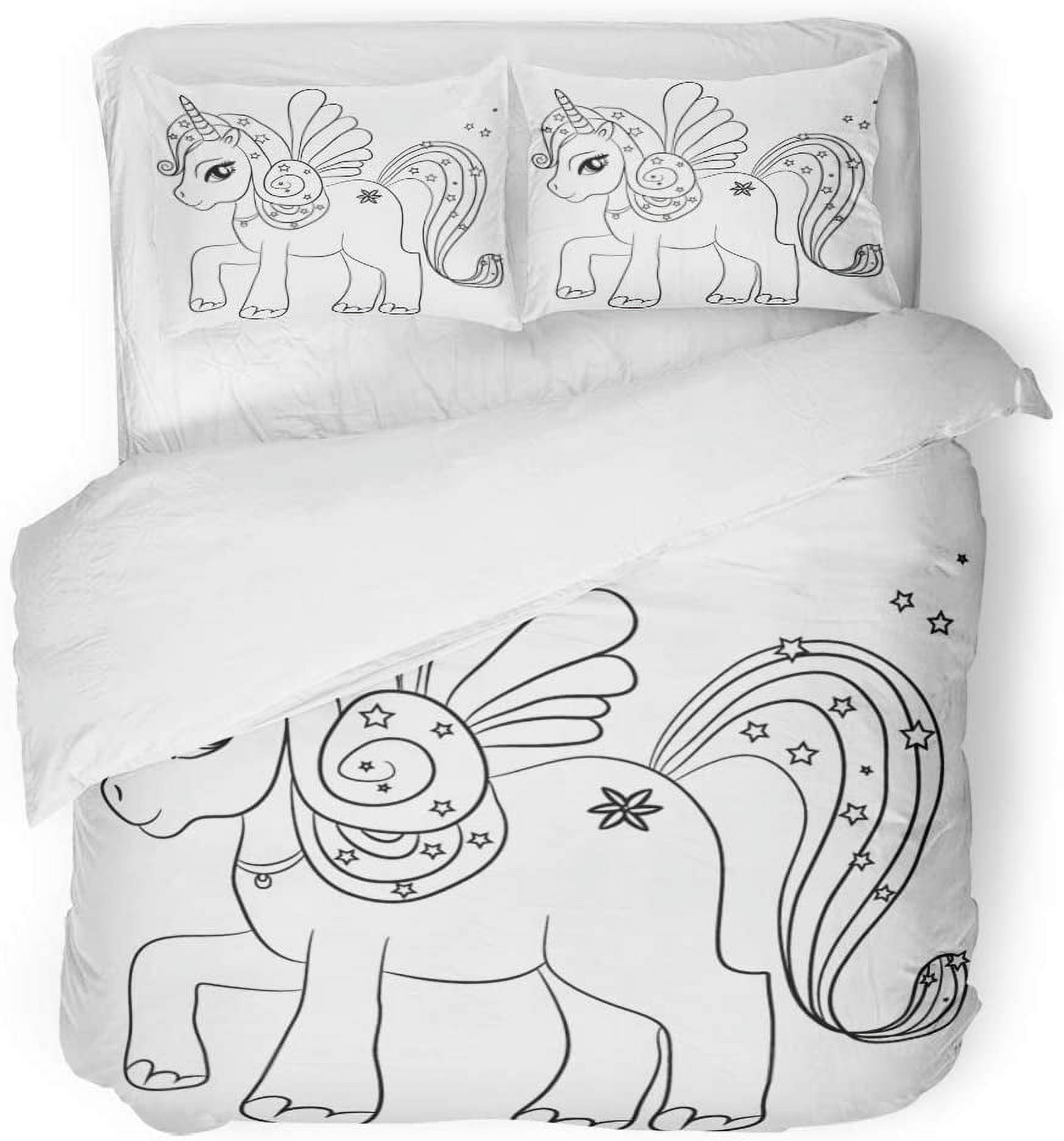KXMDXA 3 Piece Bedding Set Color Cute Cartoon Fairytale Unicorn ...