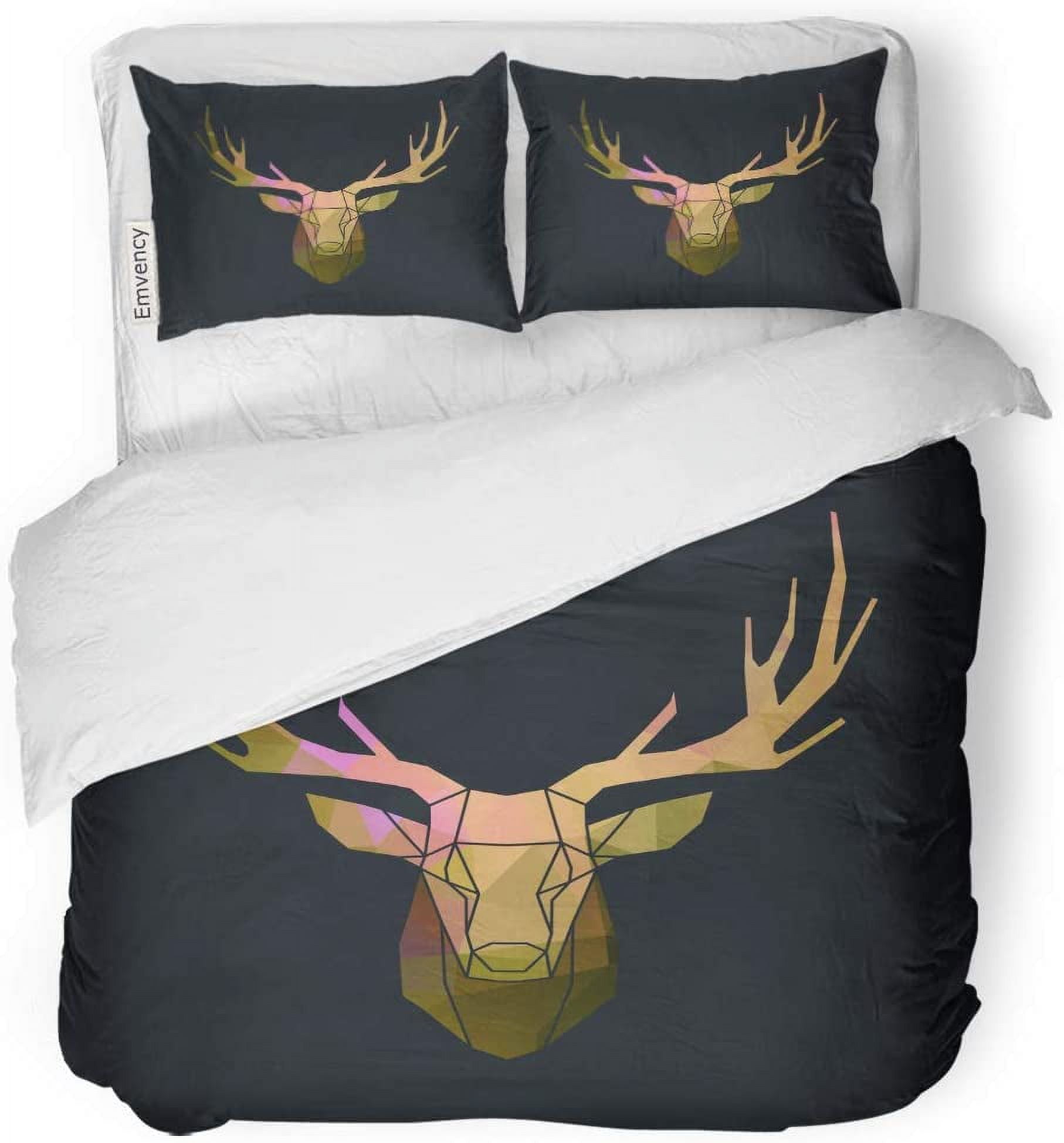 KXMDXA 3 Piece Bedding Set Colorful Deer Head Polygon Invert Portrait ...