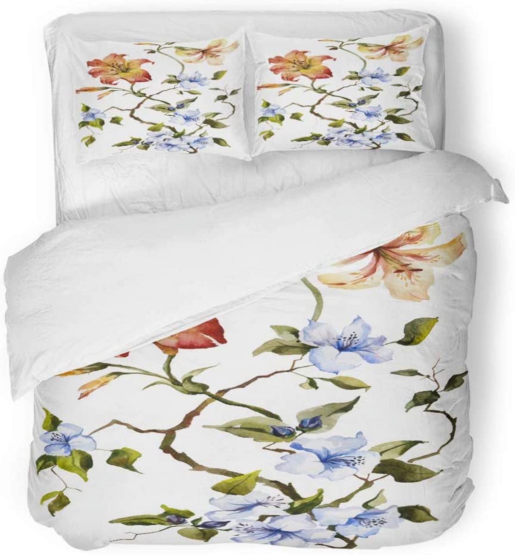 KXMDXA 3 Piece Bedding Set Colorful Orange Tiger Lilies and Blue ... KXMDXA 3 Piece Bedding Set Colorful Orange Tiger Lilies and Blue ...