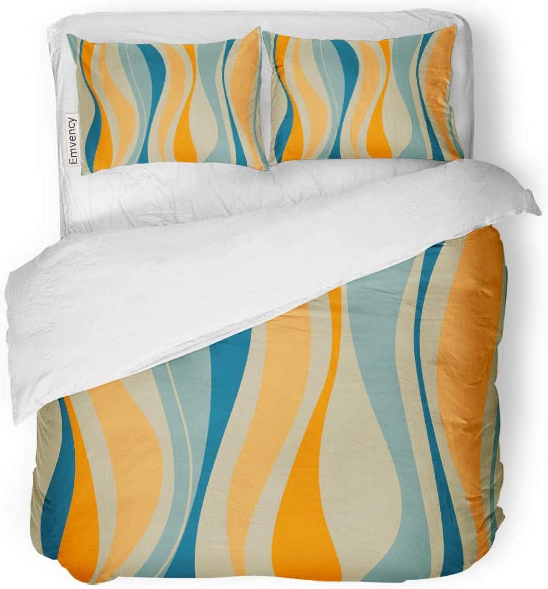 KXMDXA 3 Piece Bedding Set Colorful Pattern 1970S Retro Blue 70S Groovy ...