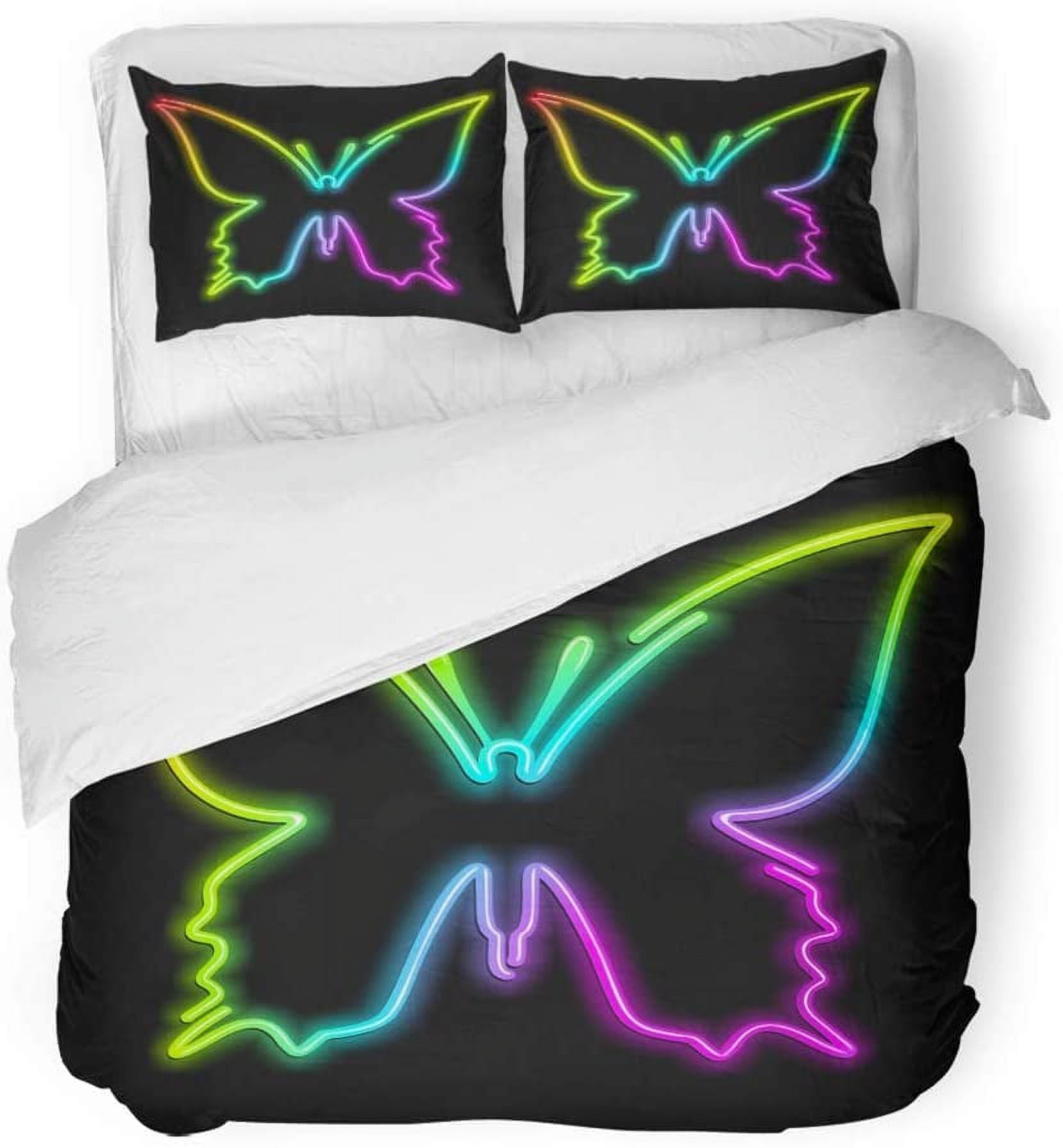 KXMDXA 3 Piece Bedding Set Colorful Sign Butterfly Neon Light Artistic ...