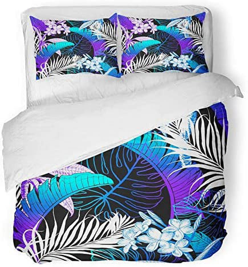KXMDXA 3 Piece Bedding Set Colorful Tropical Pattern Leaves Palm Tree ...