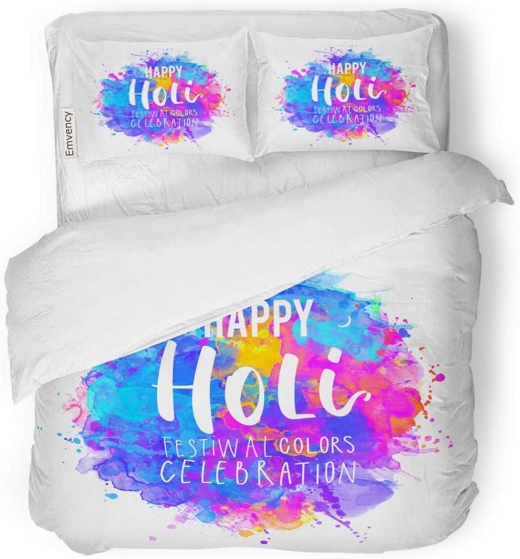 KXMDXA 3 Piece Bedding Set Colorful Watercolor Happy Holi and Dolyatra ... KXMDXA 3 Piece Bedding Set Colorful Watercolor Happy Holi and Dolyatra ...