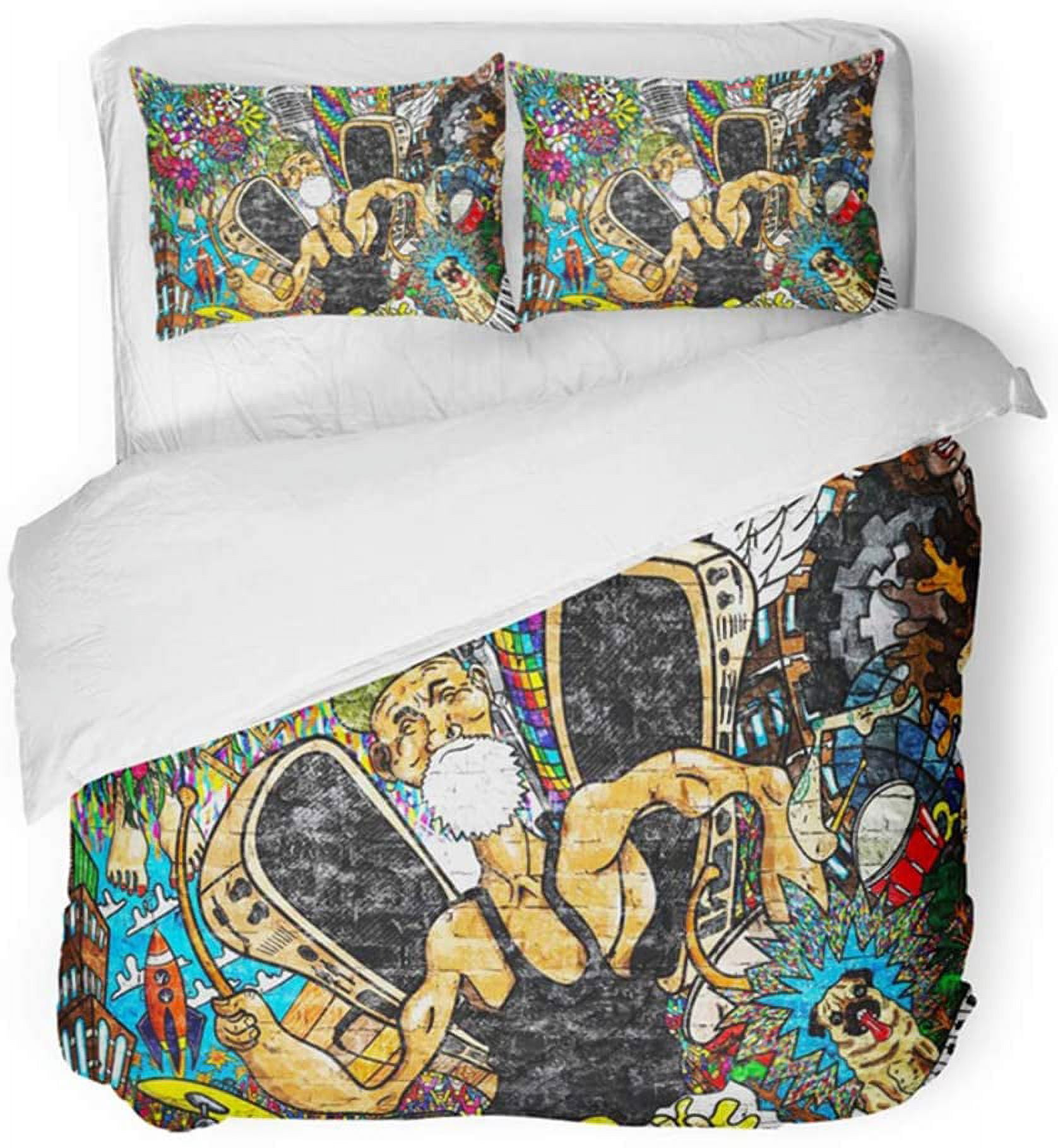 KXMDXA 3 Piece Bedding Set Dance Music Collage On Large Brick Wall ...