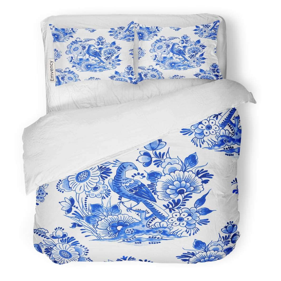 KXMDXA 3 Piece Bedding Set Delft Blue Watercolour Traditional Dutch ...