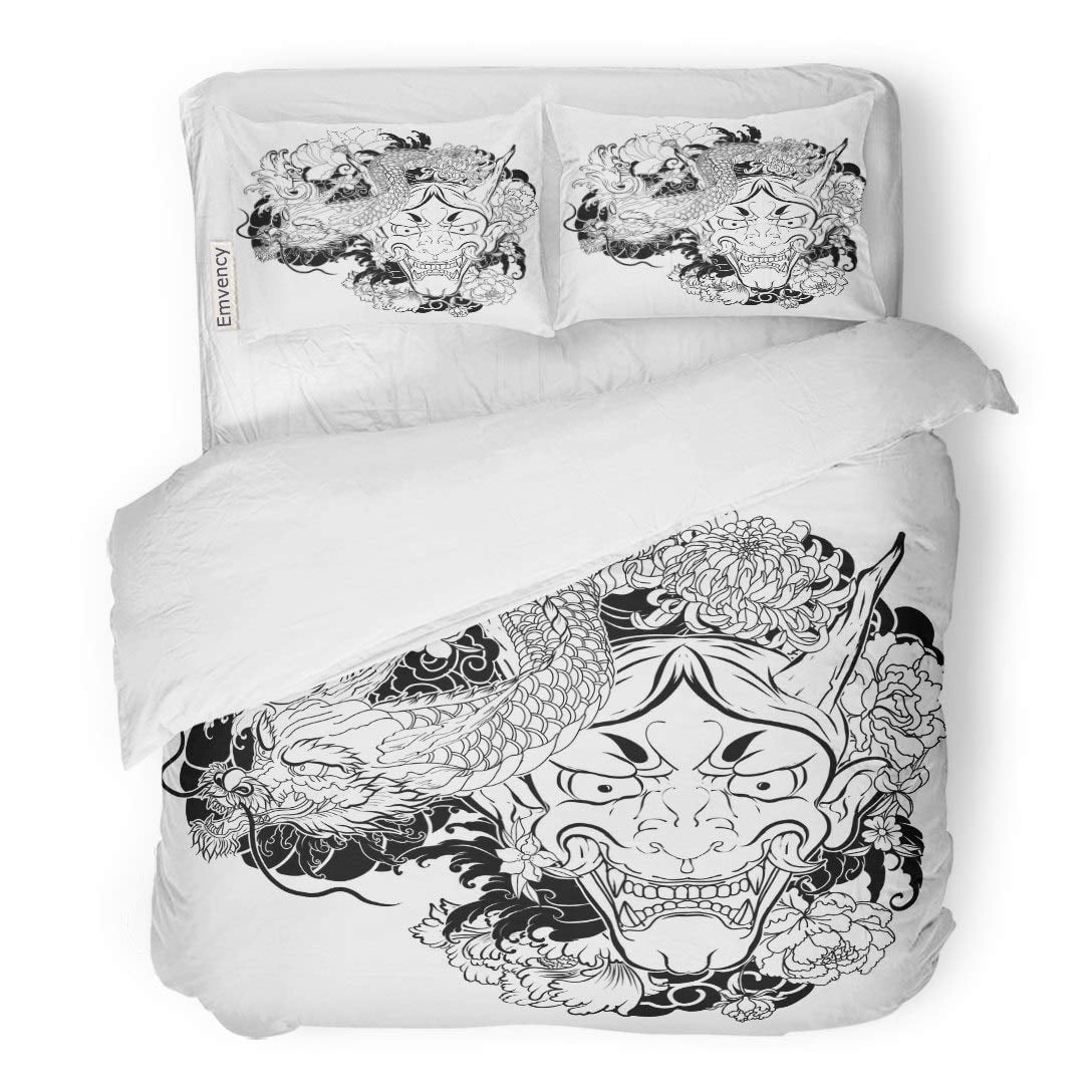 KXMDXA 3 Piece Bedding Set Demon Lotus Chrysanthemum Peony and Cherry ...