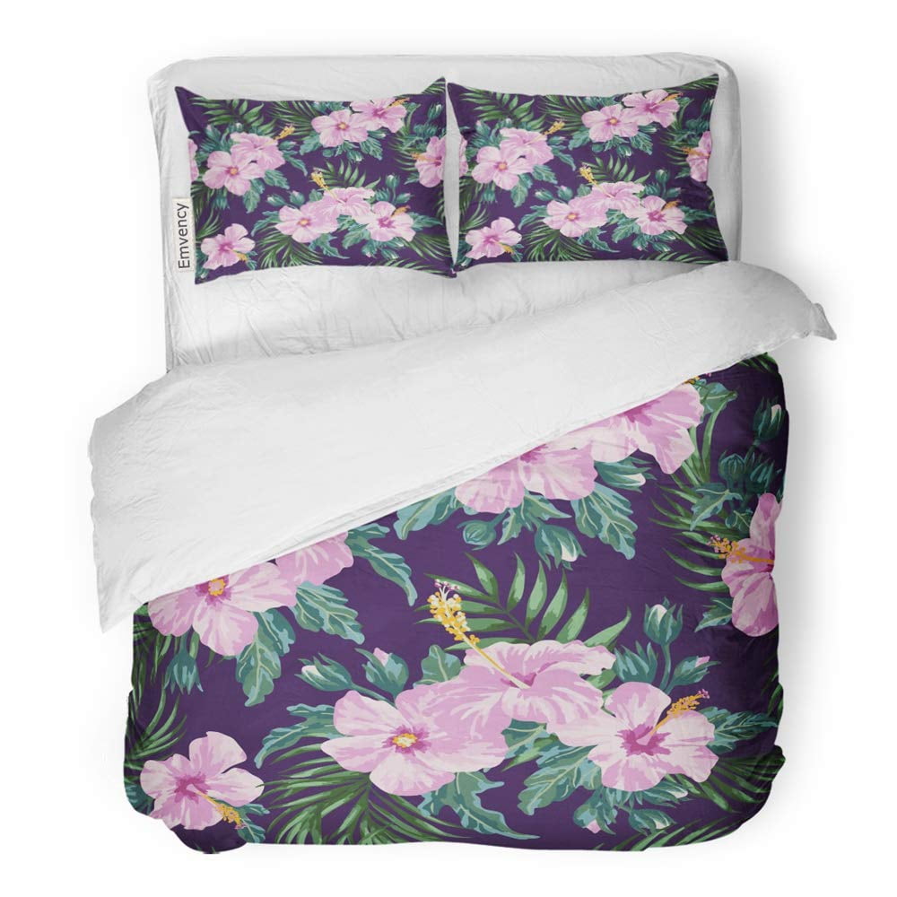 KXMDXA 3 Piece Bedding Set Exotic Pattern with Tropical Leaves and ...