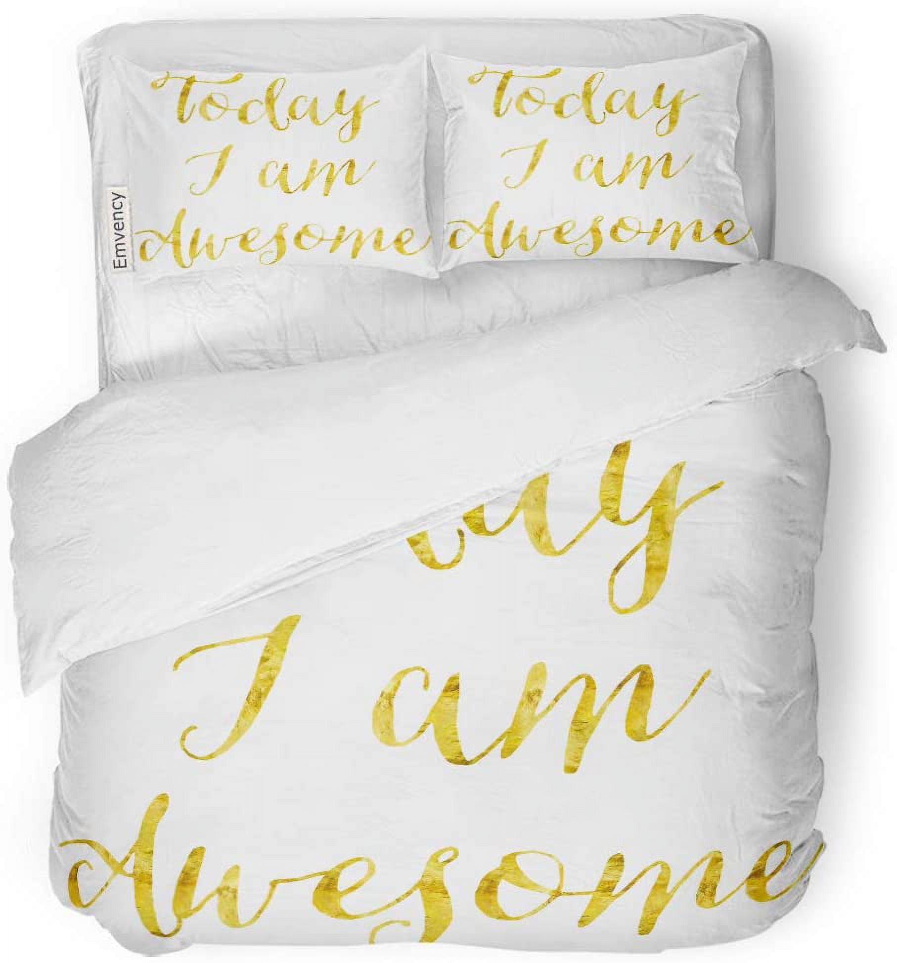 KXMDXA 3 Piece Bedding Set Faux Today I Am Awesome Inspirational Quote ...