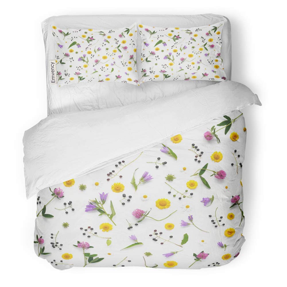 KXMDXA 3 Piece Bedding Set Flower Pattern of Wildflowers Composition ...