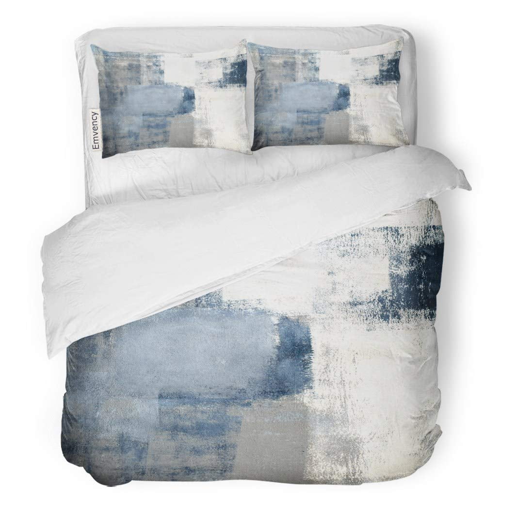 KXMDXA 3 Piece Bedding Set Gray Contemporary Blue and Grey Abstract ...