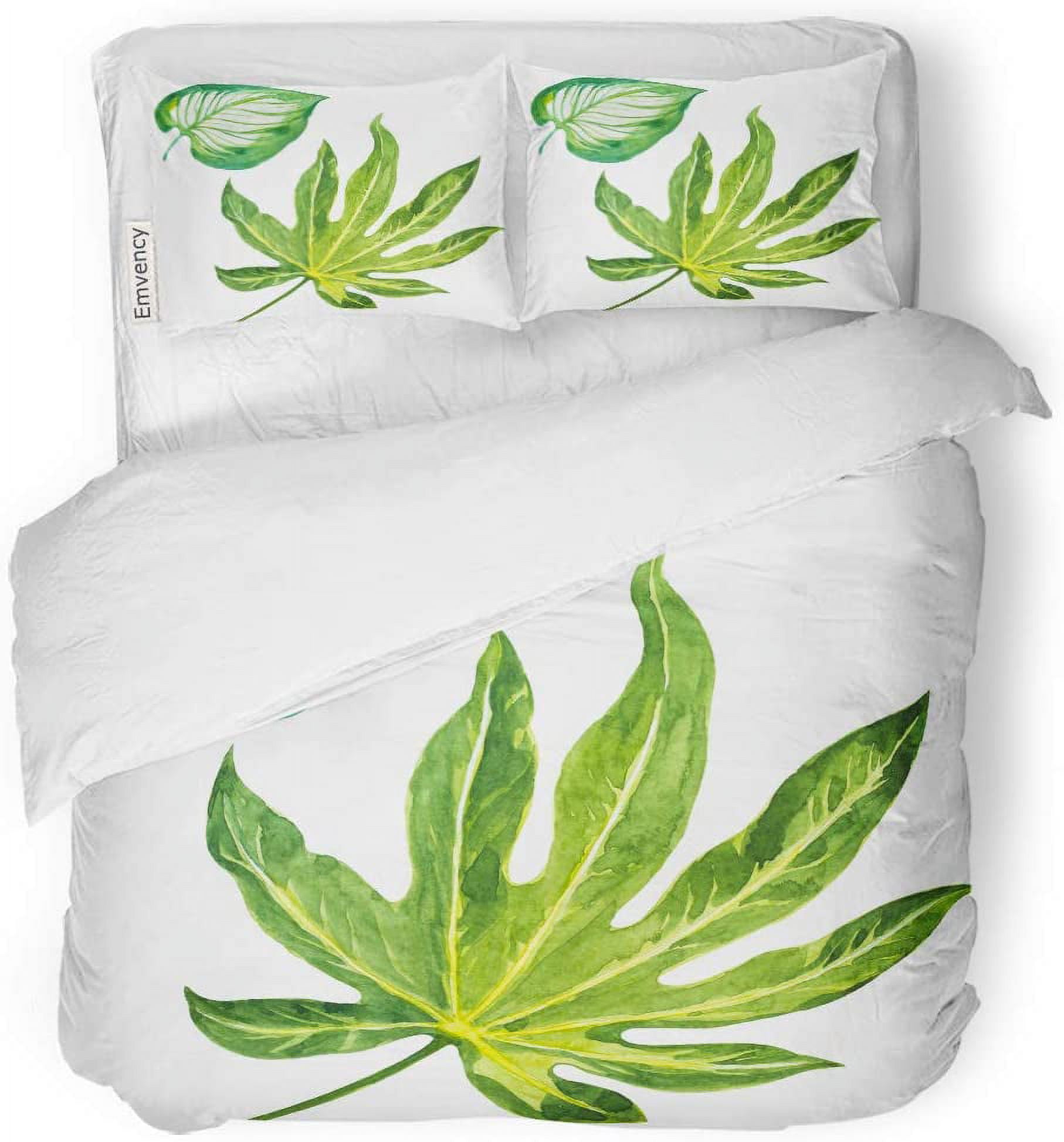 KXMDXA 3 Piece Bedding Set Green Leaf Tropical Leaves Watercolor Exotic ...