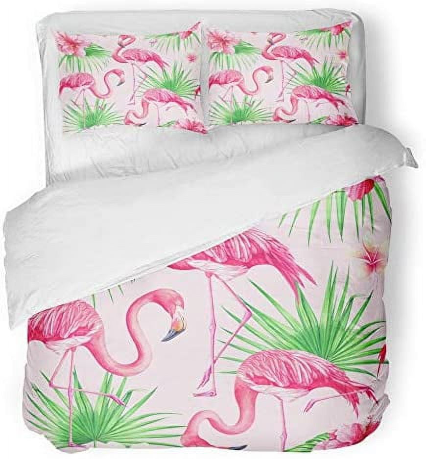 KXMDXA 3 Piece Bedding Set Green Tropical Pattern with Flowers Palm ...