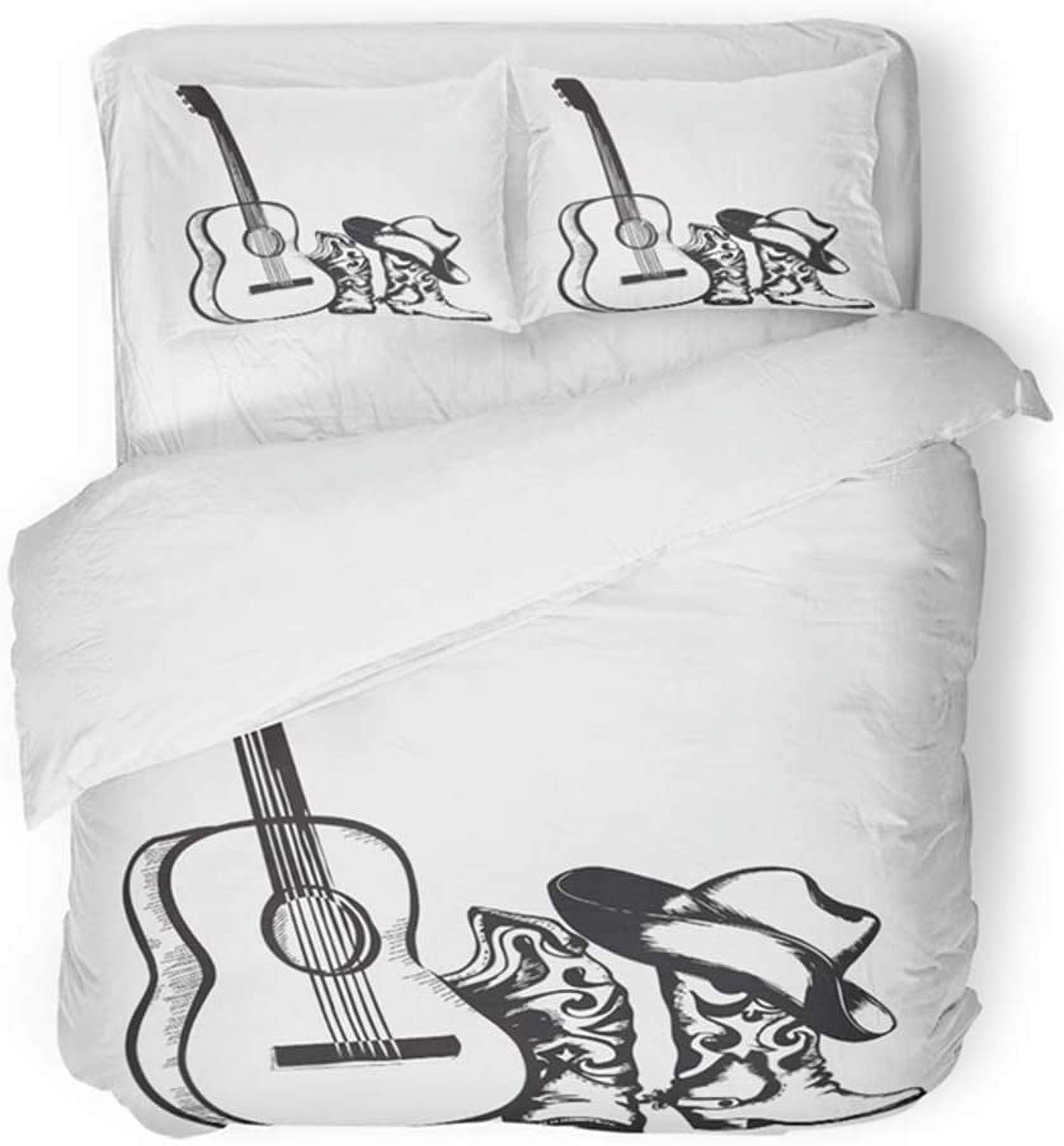 KXMDXA 3 Piece Bedding Set Hat Western Country Music with Cowboy Shoes ...