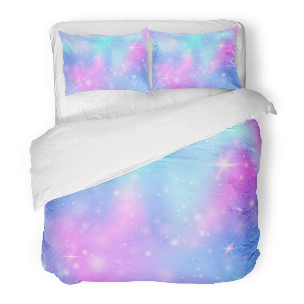 KXMDXA 3 Piece Bedding Set Holographic Rainbow Mesh Universe in ...