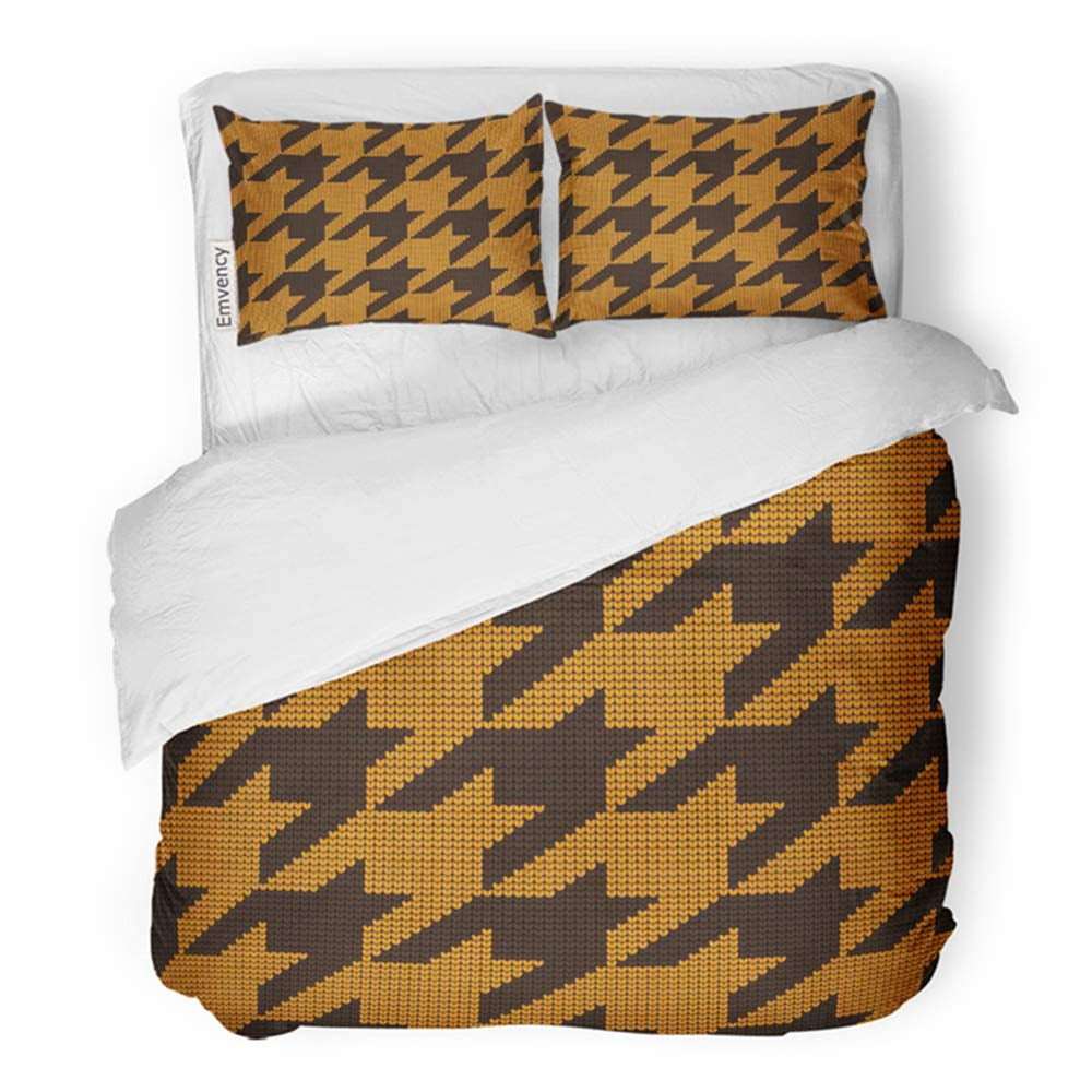 KXMDXA 3 Piece Bedding Set Houndstooth Knitted Hounds Tooth Black ...