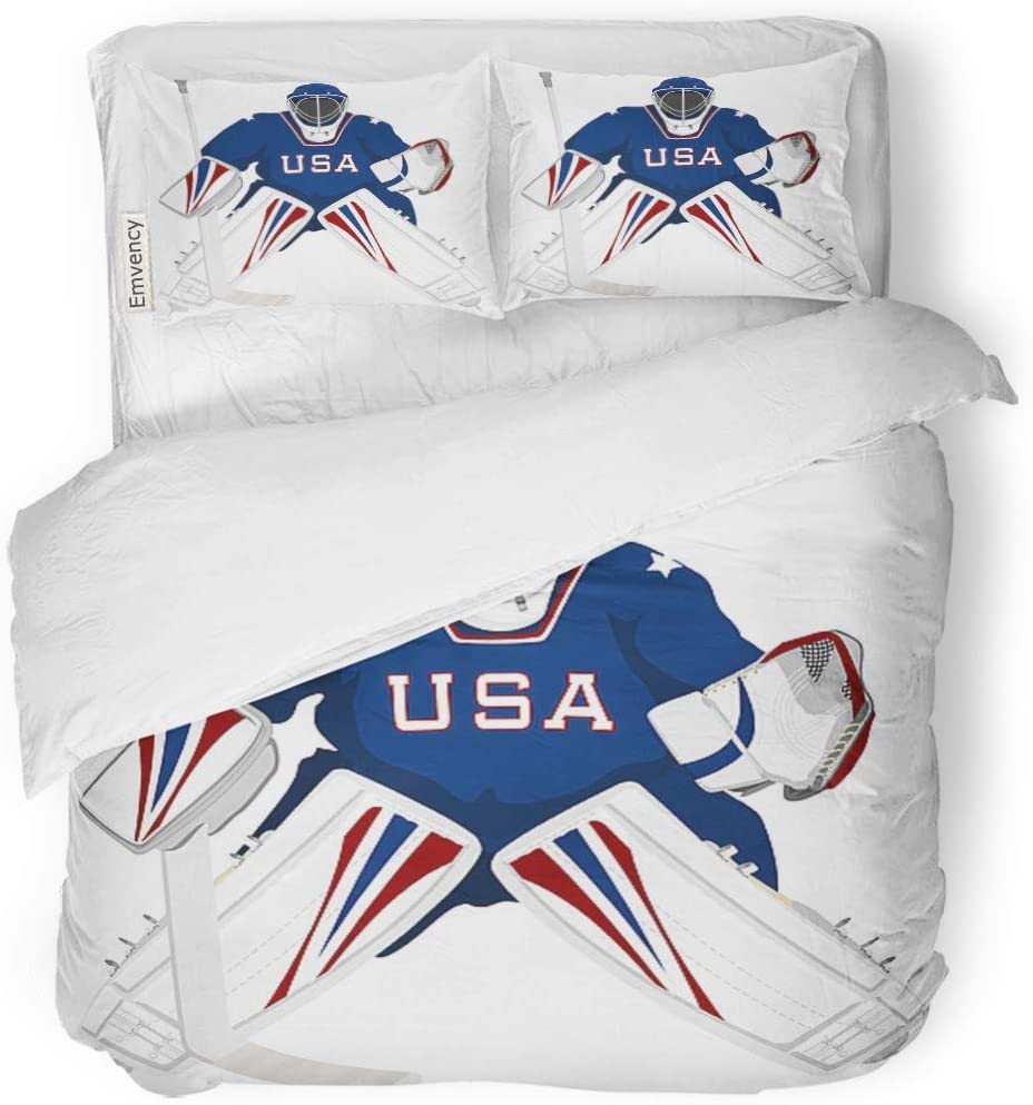 KXMDXA 3 Piece Bedding Set Ice Team USA Hockey Goalie Jersey Sport ...
