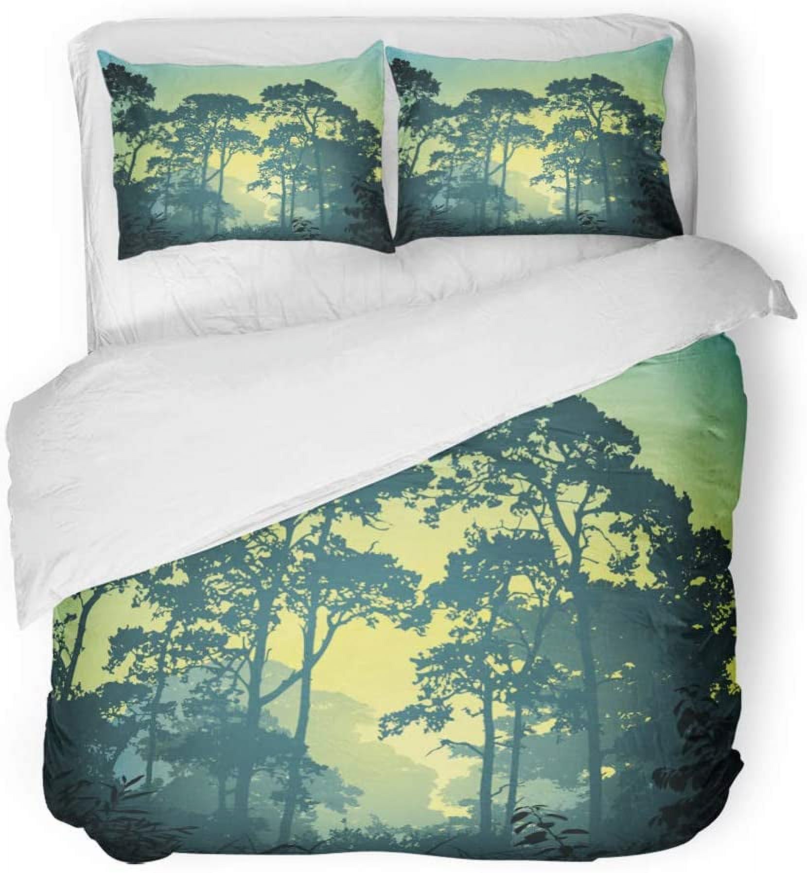 KXMDXA 3 Piece Bedding Set Jungle Forest Landscape Trees and Sunset ...