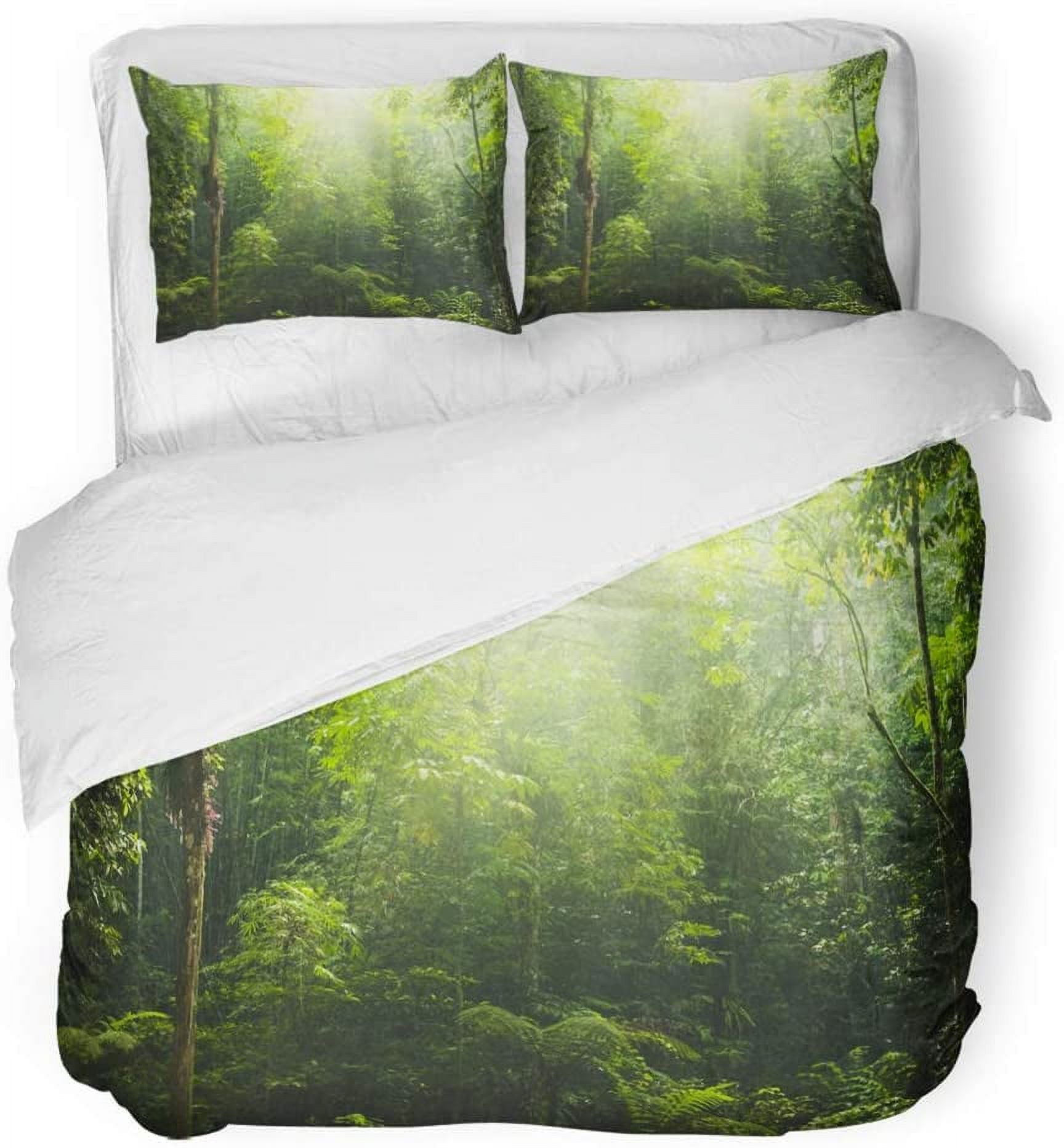 KXMDXA 3 Piece Bedding Set Jungle Green Forest with Ray of Light ...